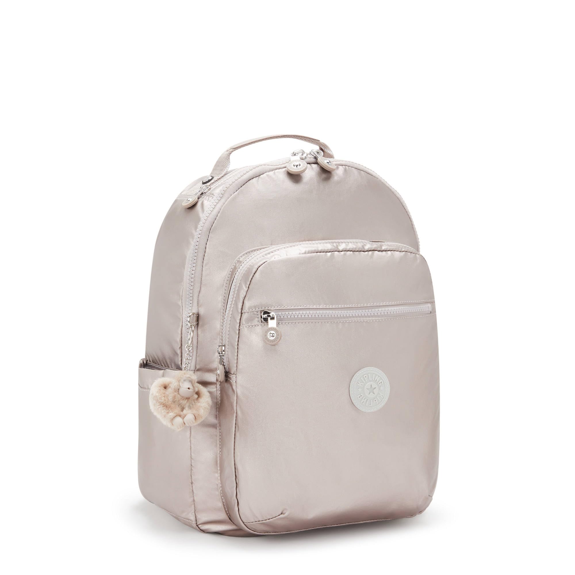 Kipling Women's Seoul 15” Laptop Backpack, Durable, Roomy with Padded Shoulder Straps, Nylon School Bag, Metallic Glow, Large