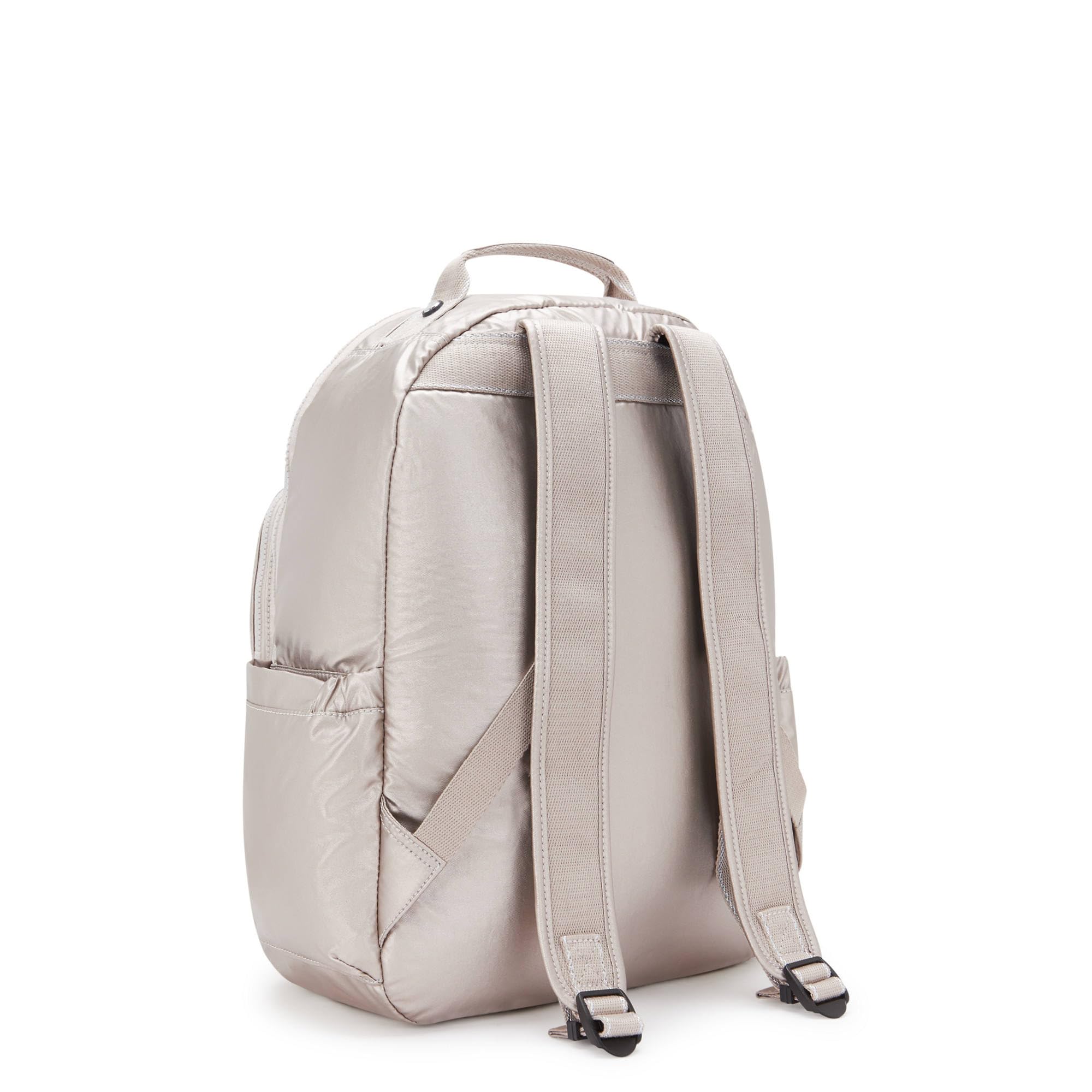 Kipling Women's Seoul 15” Laptop Backpack, Durable, Roomy with Padded Shoulder Straps, Nylon School Bag, Metallic Glow, Large