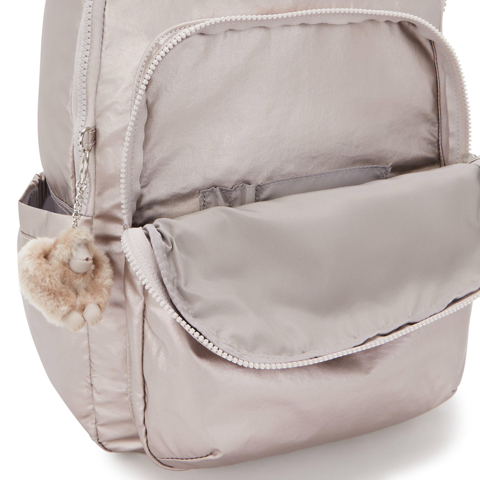 Kipling Women's Seoul 15” Laptop Backpack, Durable, Roomy with Padded Shoulder Straps, Nylon School Bag, Metallic Glow, Large