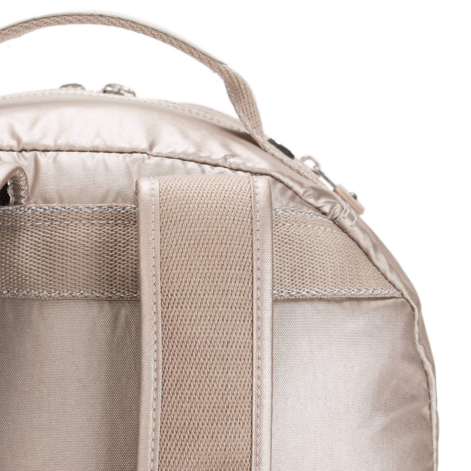 Kipling Women's Seoul 15” Laptop Backpack, Durable, Roomy with Padded Shoulder Straps, Nylon School Bag, Metallic Glow, Large