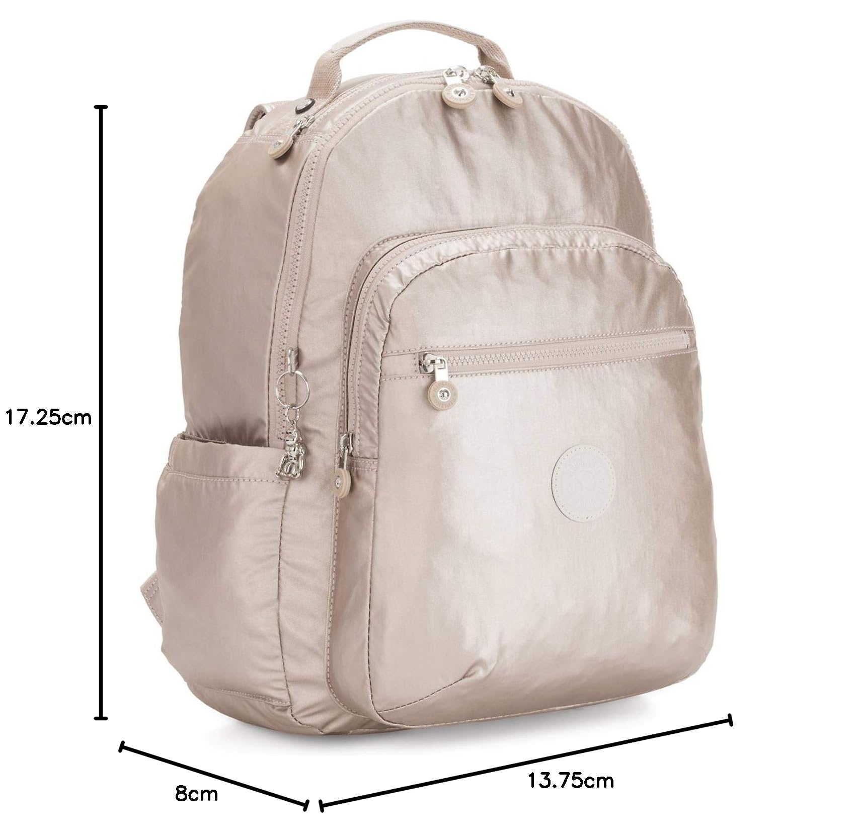 Kipling Women's Seoul 15” Laptop Backpack, Durable, Roomy with Padded Shoulder Straps, Nylon School Bag, Metallic Glow, Large