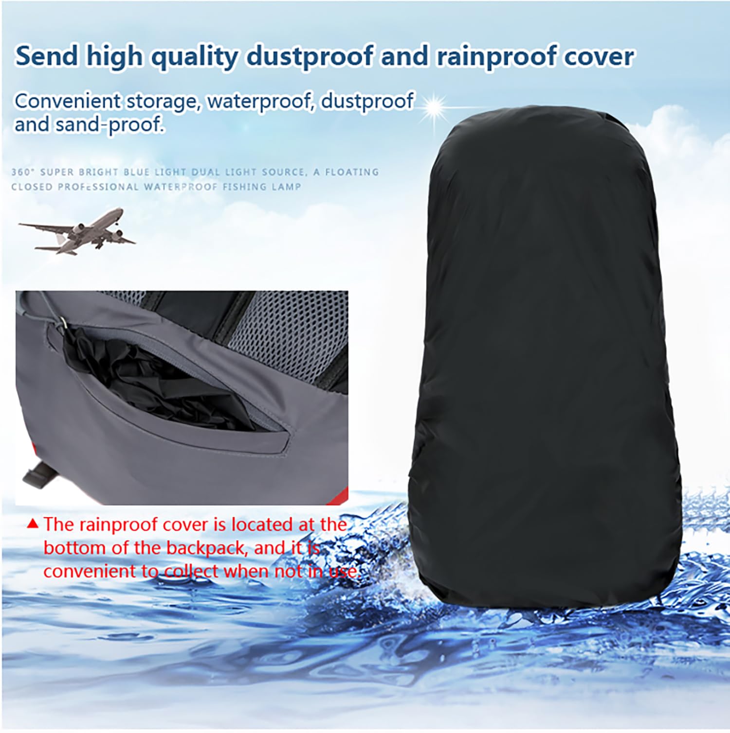 Bseash 60L Waterproof Lightweight Hiking Backpack with Rain Cover,Outdoor Sport Travel Daypack for Climbing Camping Touring (Black)