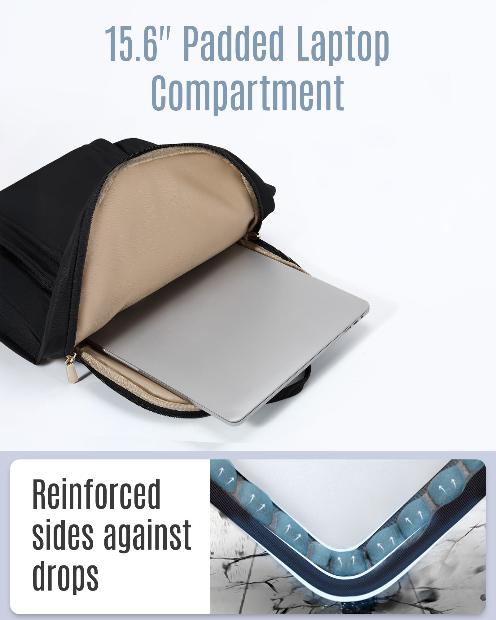 LIGHT FLIGHT Laptop Travel Backpack, 40L Flight Approved Carry on Backpack, Expandable Luggage Backpack Suitcase with Packing cubes, Large Black Weekend Backpack for Work Business Weekender Bag, Black