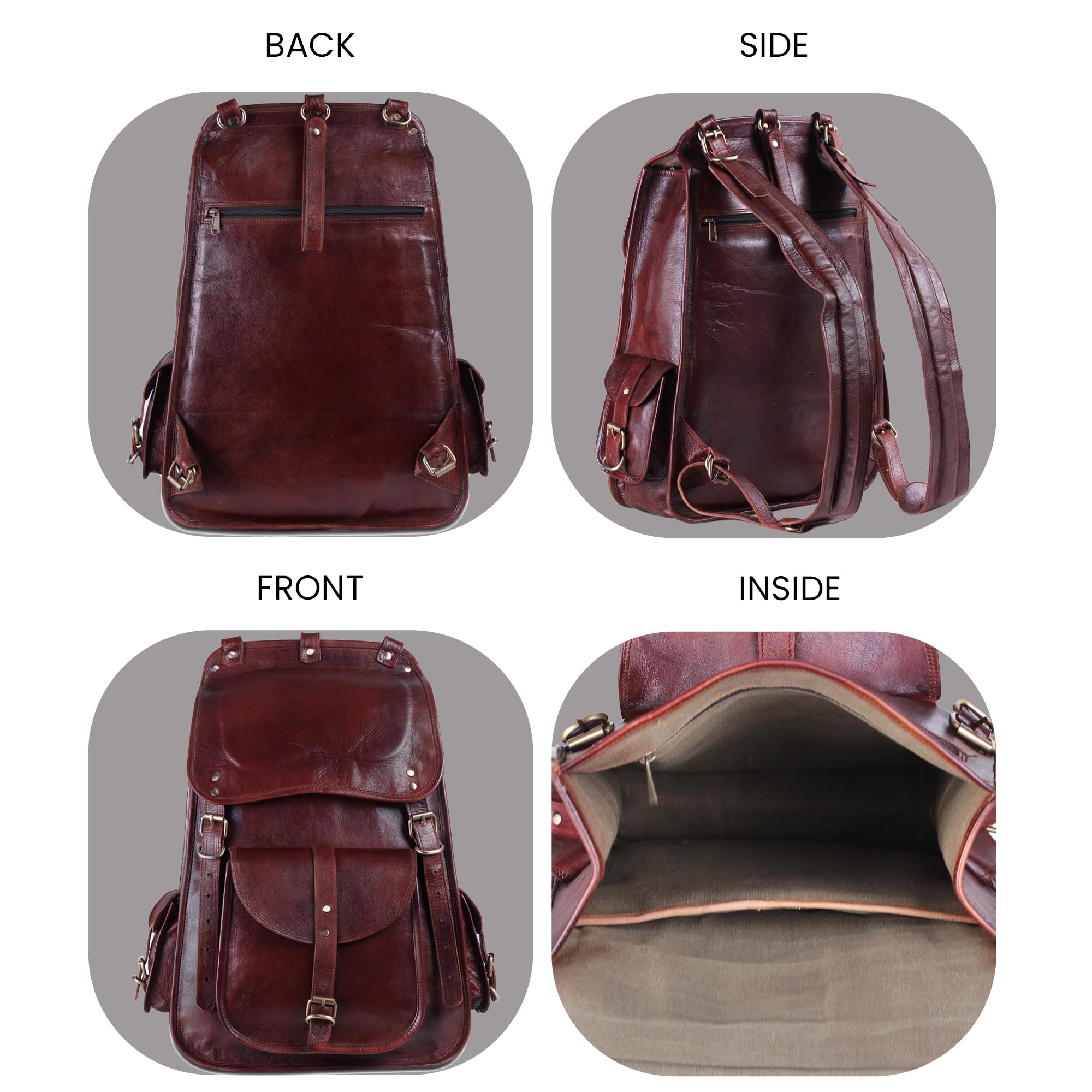 Handmade World Vintage Full Grain 21 Inch Leather Laptop LARGE Backpack Casual Bookbag Daypack Camping Travel Rucksack Knapsack