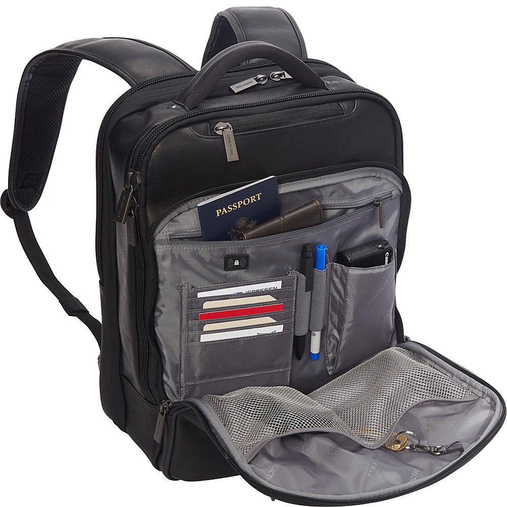 Kenneth Cole Reaction Manhattan Commuter Slim Backpack 16" Laptop Computer & Tablet Travel, Business, Work, School Bookbag, Brown, Colombian Leather