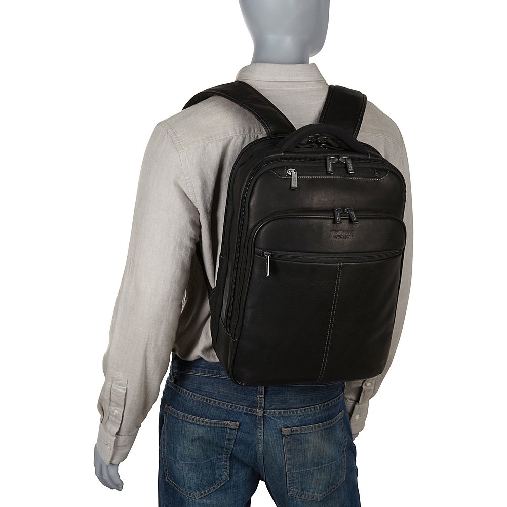 Kenneth Cole Reaction Manhattan Commuter Slim Backpack 16" Laptop Computer & Tablet Travel, Business, Work, School Bookbag, Brown, Colombian Leather