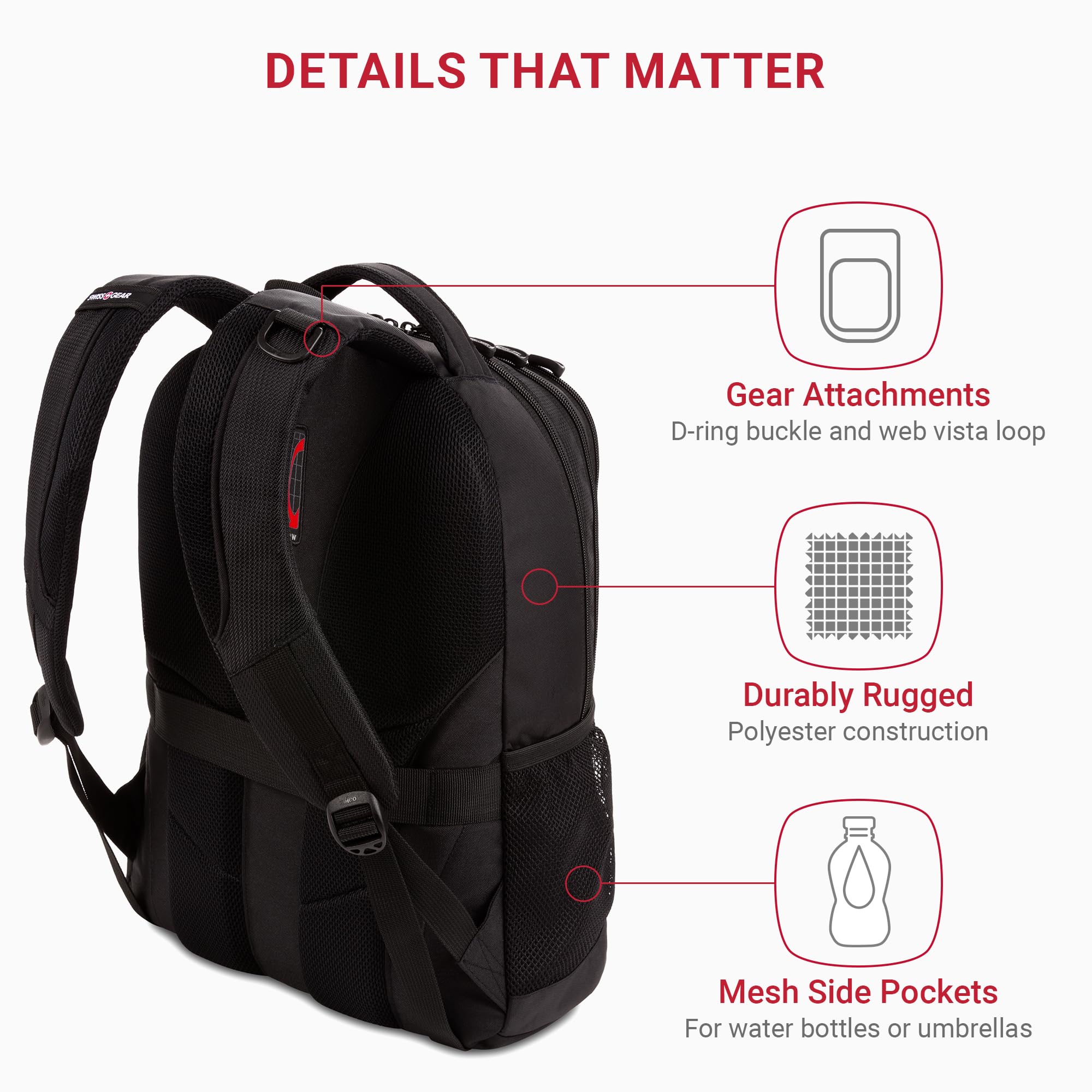 SwissGear Cecil 5505 Laptop Backpack, Black, 18-Inch