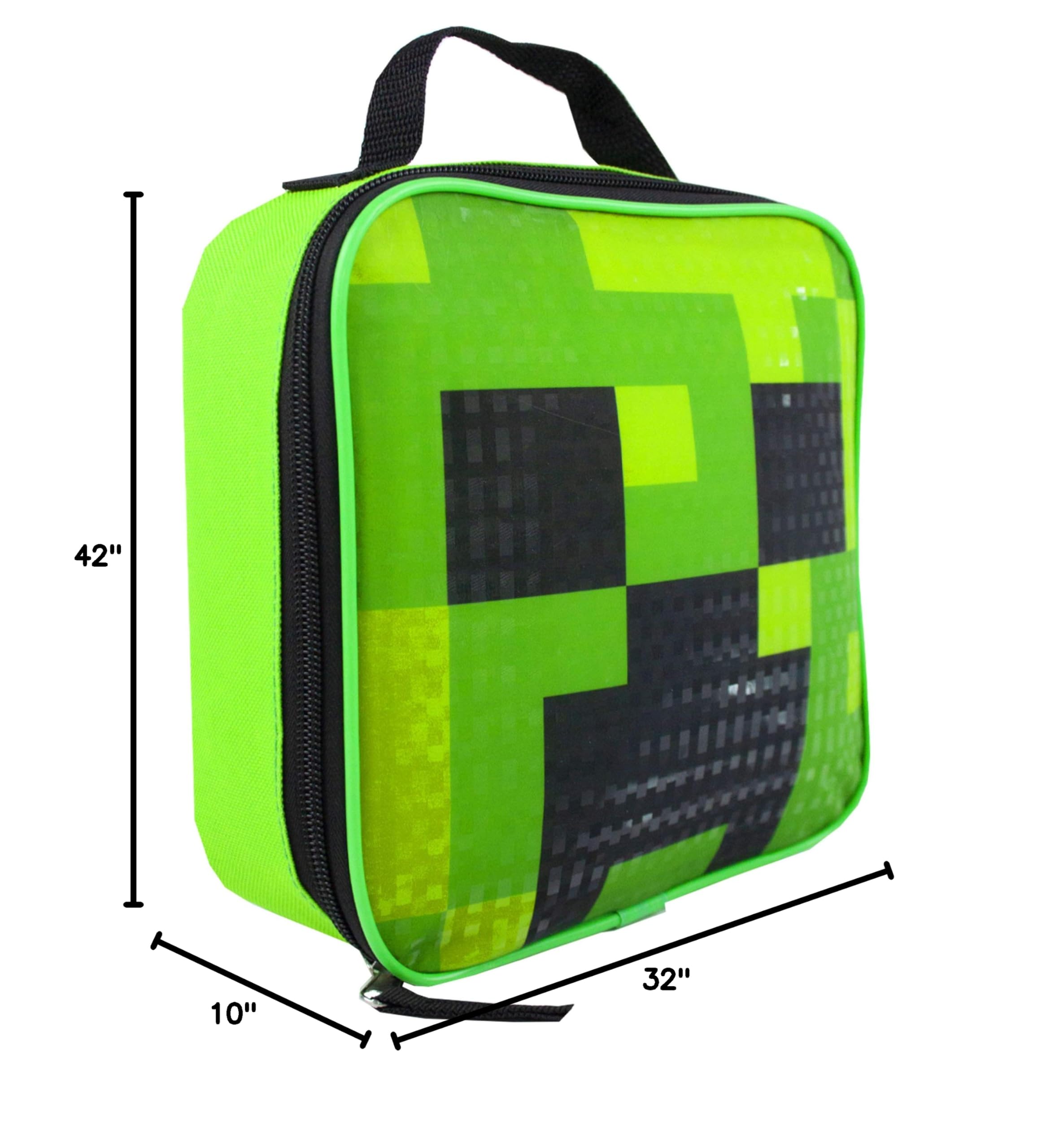 Minecraft Creeper Backpack TNT 5 Piece Set Lunch Box Pencil Case Bottle One Size