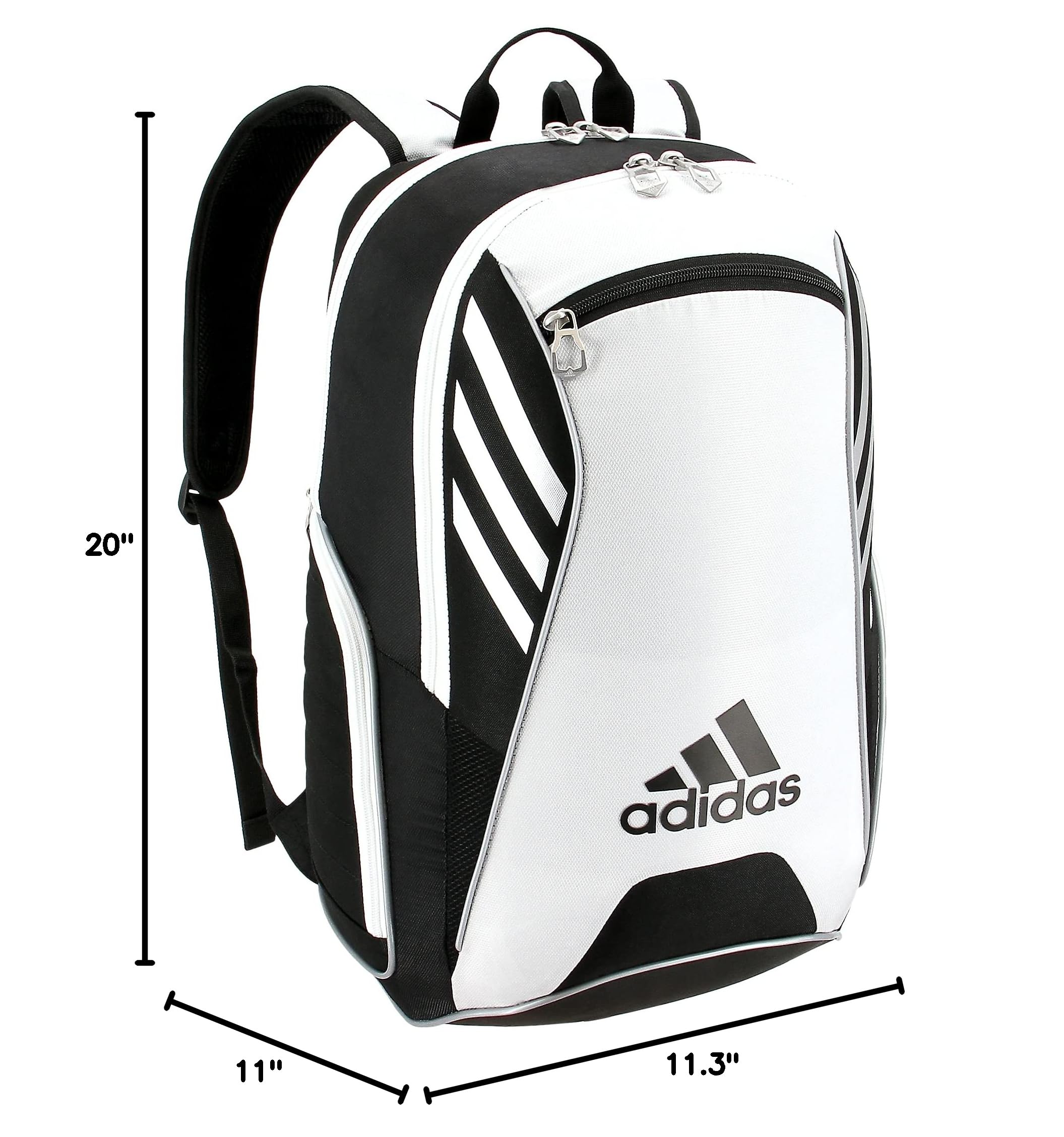 adidas Tour Tennis Racquet Backpack, Black/White/Silver Metallic, One Size
