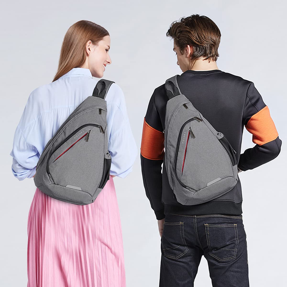 Hanke Sling Bag Men Backpack Unisex One Shoulder Bag Hiking Travel Backpack Crossbody with USB Port for Men Women Versatile Casual Daypack-19 inch,Black