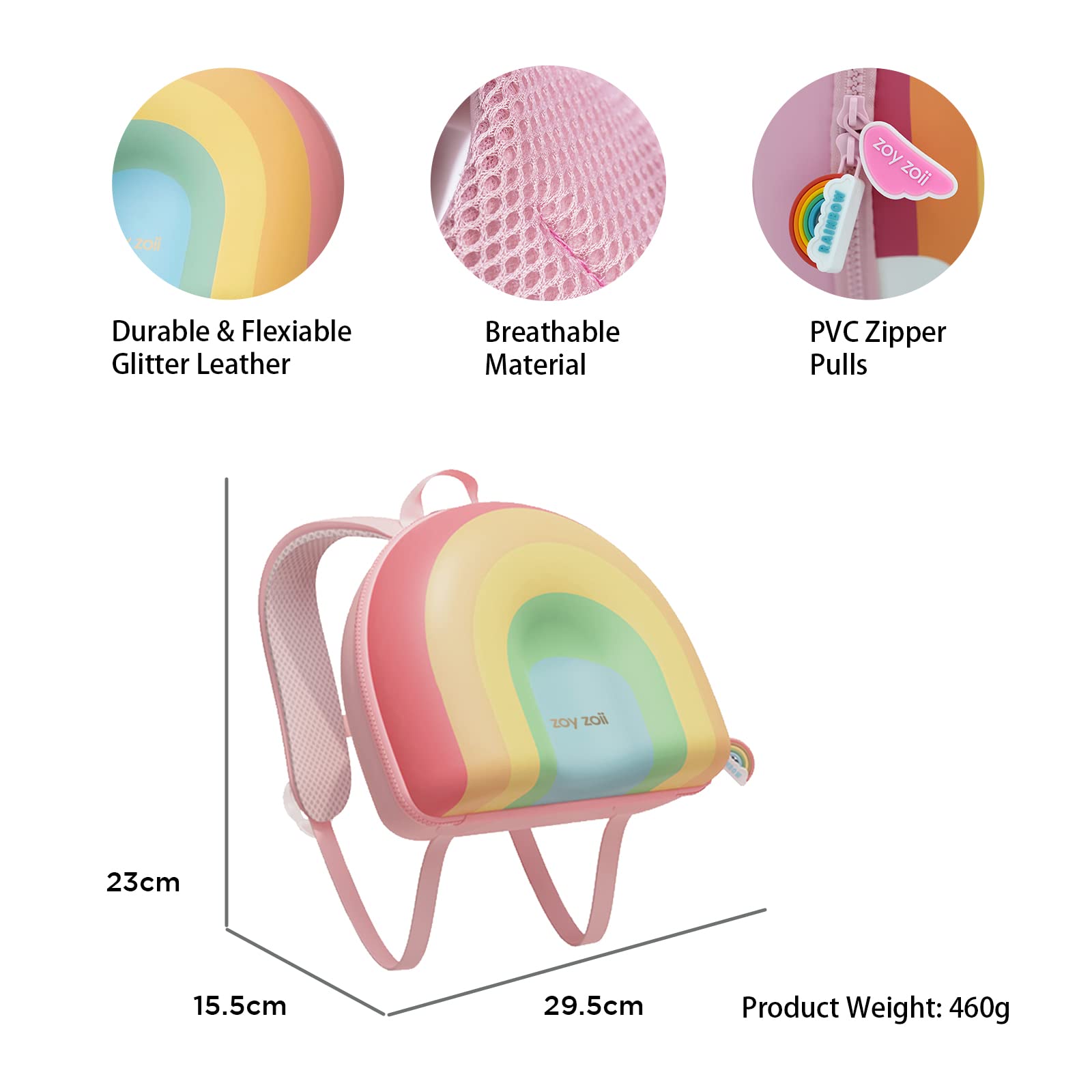 Zoy zoii Kids Backpack, Elegant and Cute Toddler Backpack for Little Girls 2-5, Children Preschool Backpack Mini Travel bag-Dream Series Rainbow