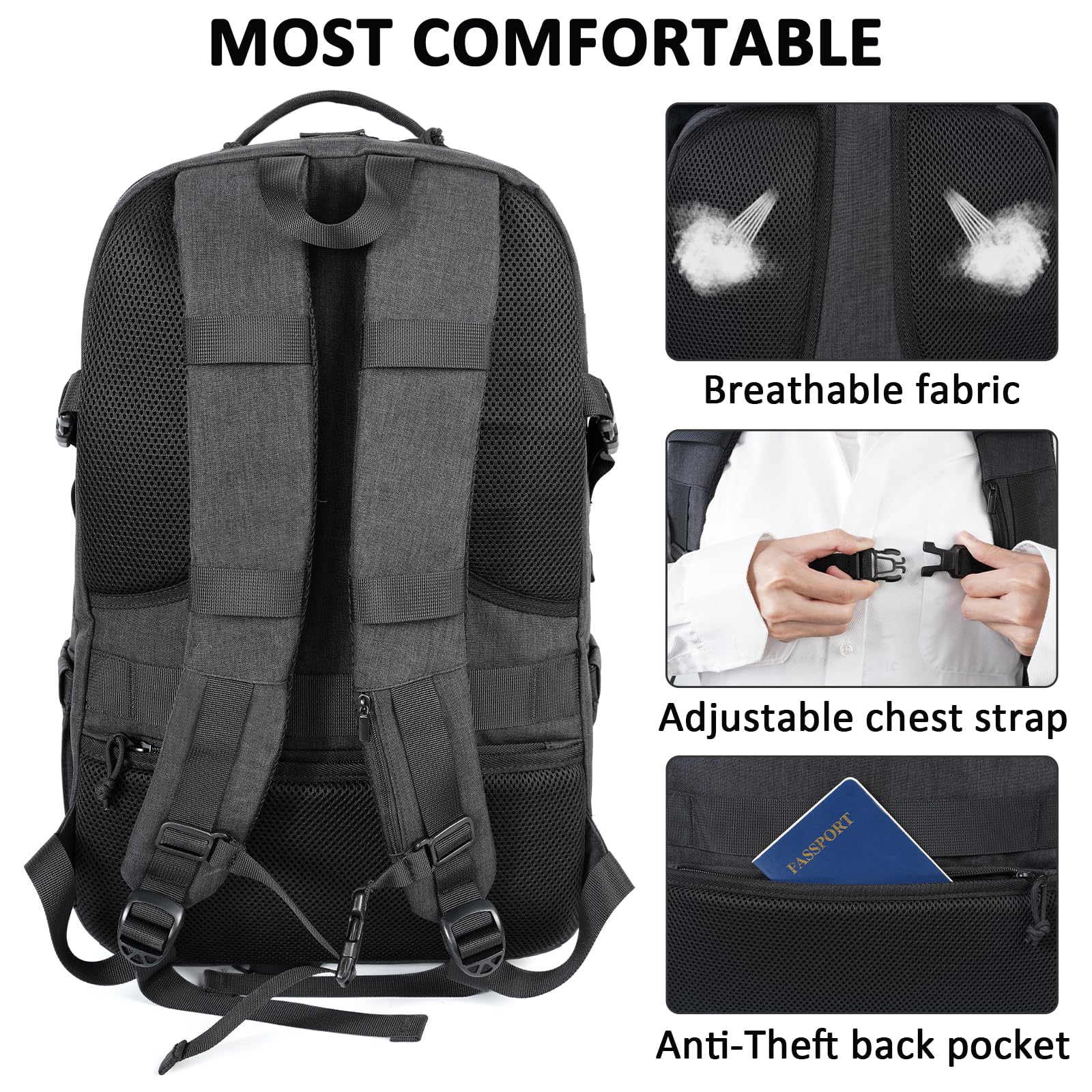 MATEIN Tactical Laptop Backpack 17 inch, Large Travel Backpack for Men Military Bookbag with Molle System, Durable Army Bag Water Resistant Computer Rucksack for Work Traveling Hiking Camping, Black