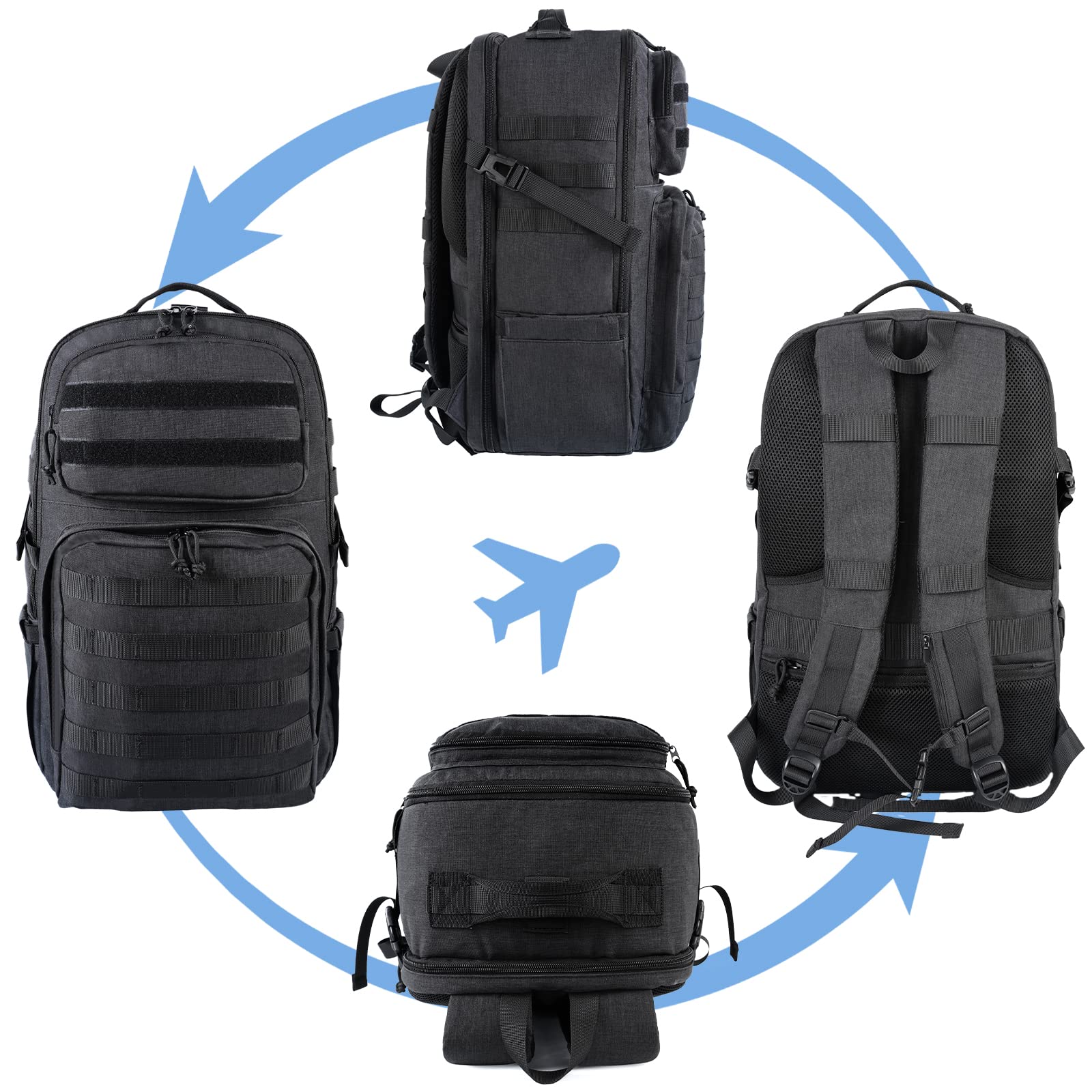 MATEIN Tactical Laptop Backpack 17 inch, Large Travel Backpack for Men Military Bookbag with Molle System, Durable Army Bag Water Resistant Computer Rucksack for Work Traveling Hiking Camping, Black