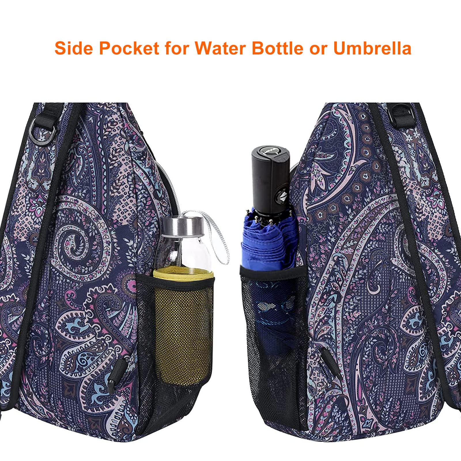 MOSISO Sling Backpack,Travel Hiking Daypack Pattern Rope Crossbody Shoulder Bag, Navy Blue Base Totem Texture