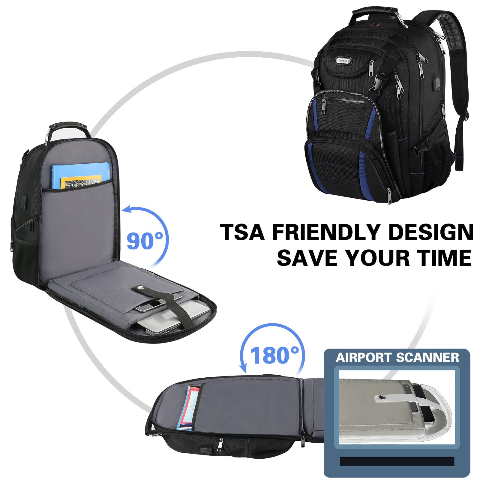 Travel Laptop Backpack, Extra Large Bookbag for Men Women,Basketball Backpack with USB Charging Port RFID Anti Theft TSA Approved,School College Student Water-Resistant Fits 17 Inch Computer Notebook