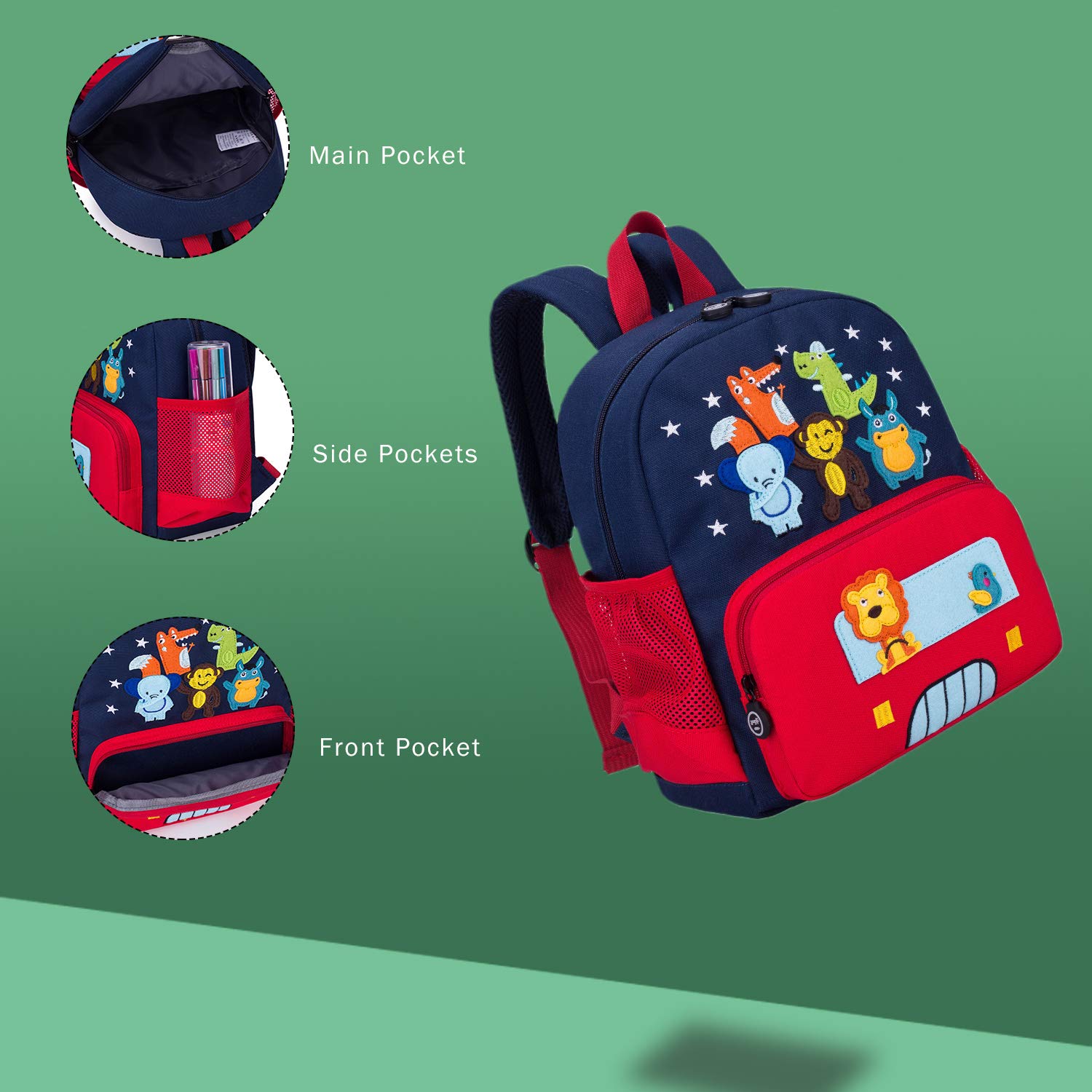 willikiva Cute Zoo Little 3d Backpack Kids Backpack for Boys and Girls Toddler Backpack Waterproof Preschool (Red)