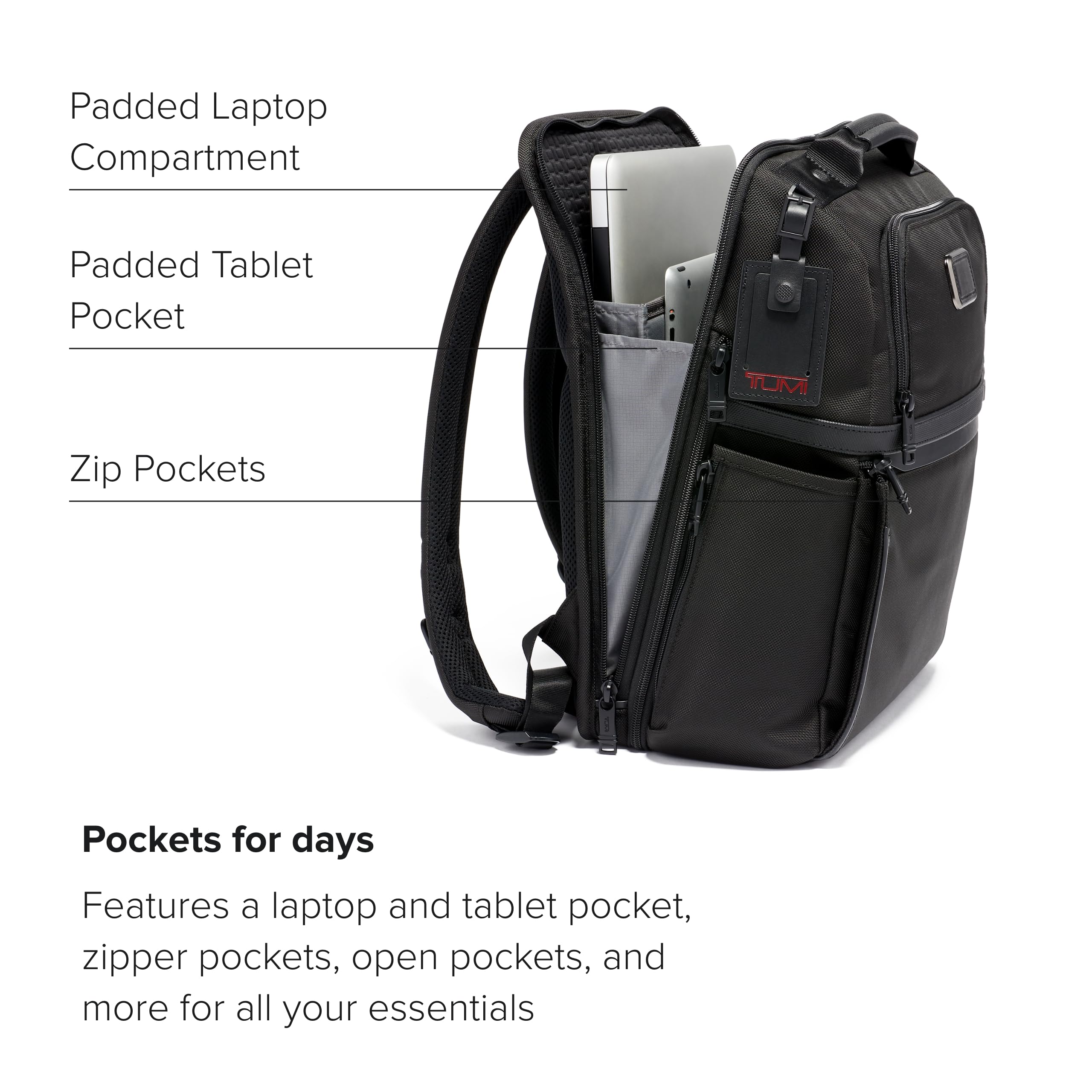 TUMI Alpha 3 Slim Solutions Laptop Brief Backpack - Hands-Free Comfort for Commuters - 15-Inch Computer Backpack for Men and Women - Black