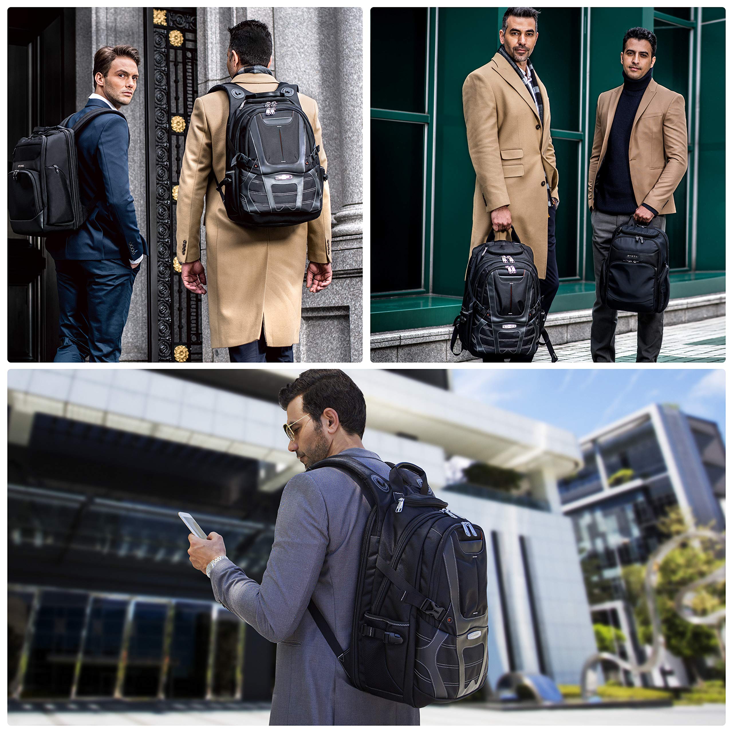 EVERKI Concept 2 Premium Business Professional 17.3-Inch Men Laptop Backpack, Ballistic Nylon and Leather, Travel Friendly (EKP133B)
