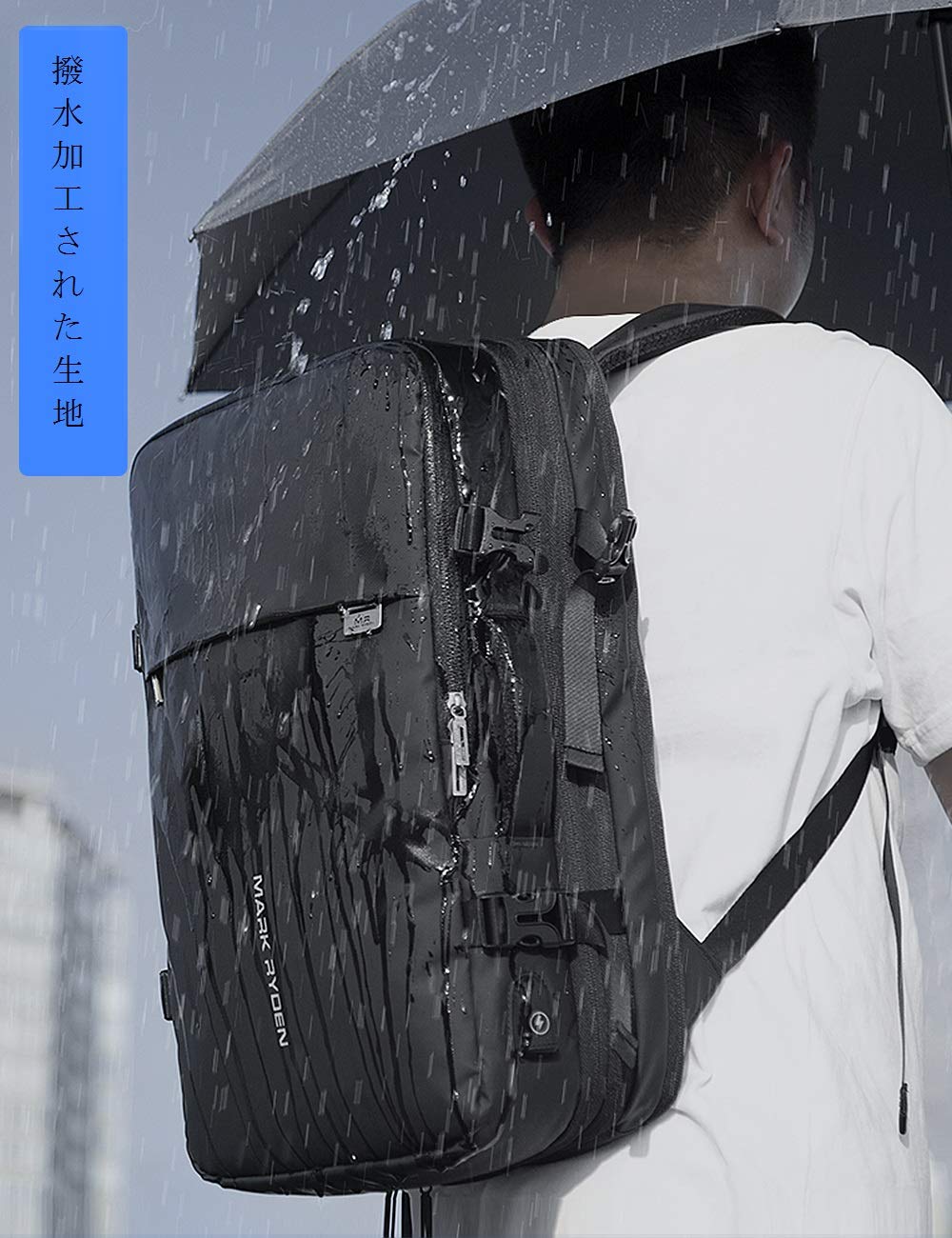 MARK RYDEN Travel Backpack for Men, 40L Airline Approved Carry on Backpack with 17.3 Inch Laptop Compartment and USB Charging Port, Waterproof Business Backpack Ideal for Traveling, Working, Daily