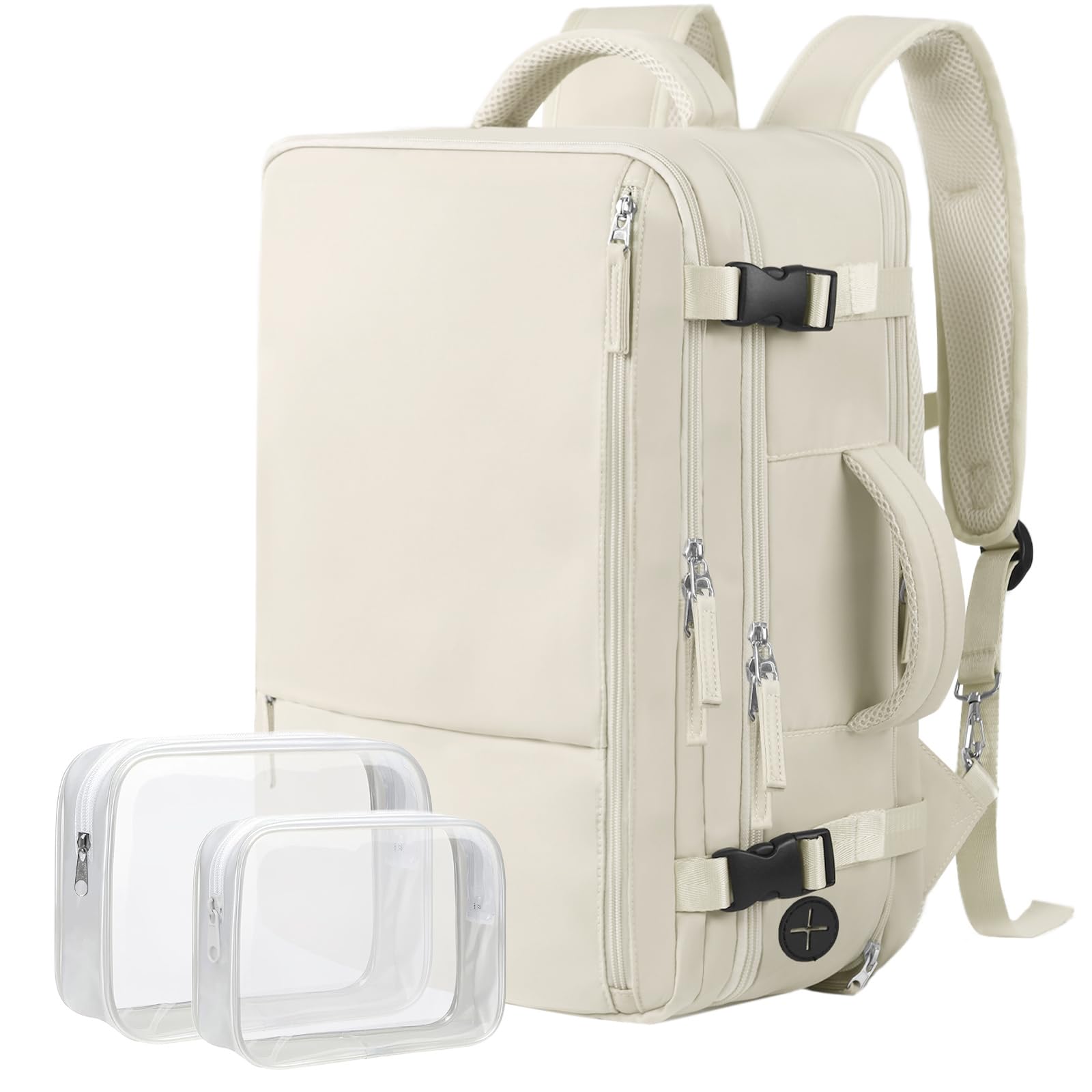 Hanples Extra Large Travel Backpack for Women as Person Item Flight Approved, 40L Carry On Backpack, 17 Inch Laptop Backpack, Waterproof Backpack, Hiking Backpack, School Bag(Beige)