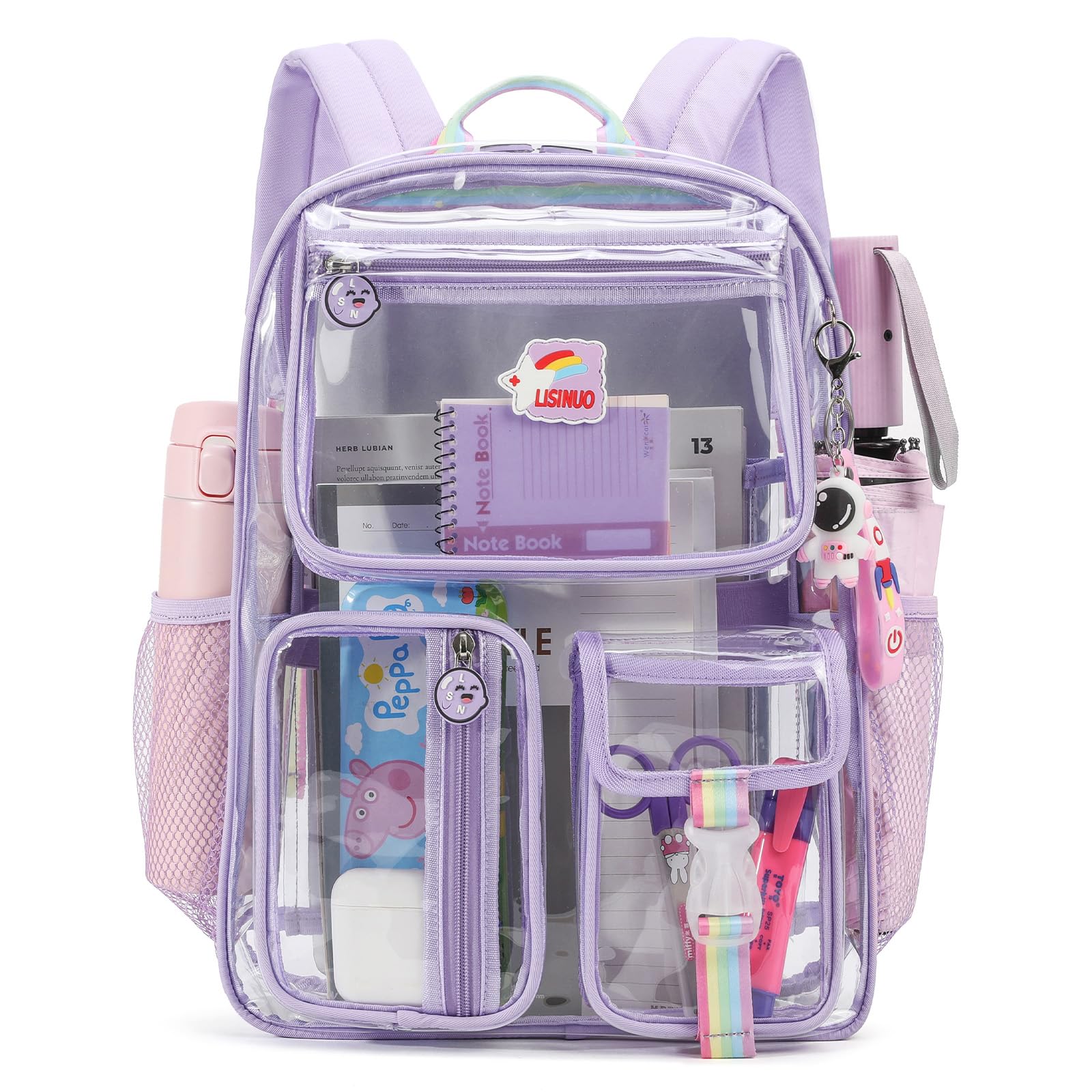 AUOBAG Clear backpack for girls Backpacks elementary Bookbags Middle School bags Women Casual Daypack Send pendant (Purple)