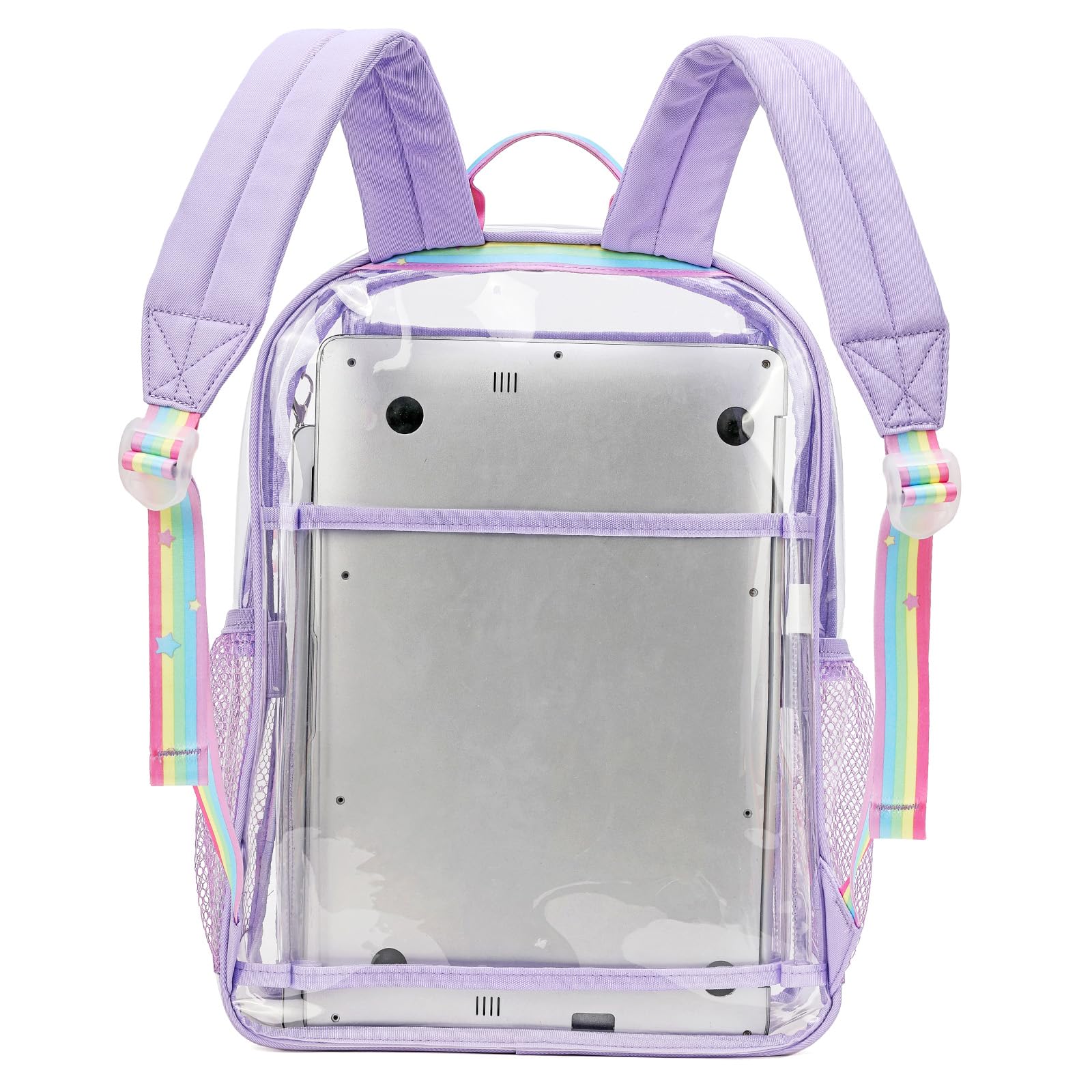 AUOBAG Clear backpack for girls Backpacks elementary Bookbags Middle School bags Women Casual Daypack Send pendant (Purple)