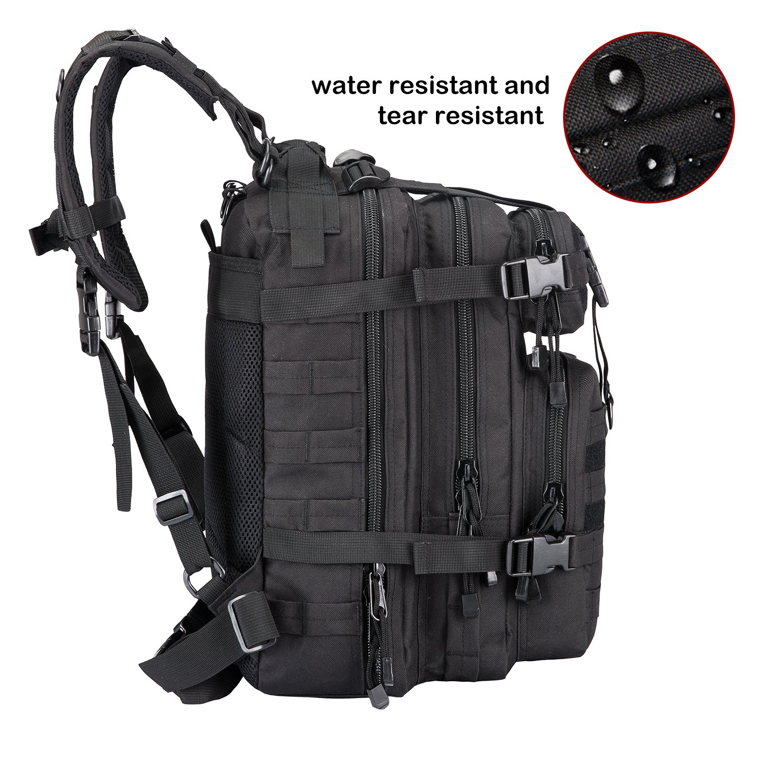 Small 30L Rucksack Pack for Outdoors, Hiking, Camping, Trekking, Bug Out Bag, Travel, Military & Tactical Army Molle Assault Backpack With US Flag Patch