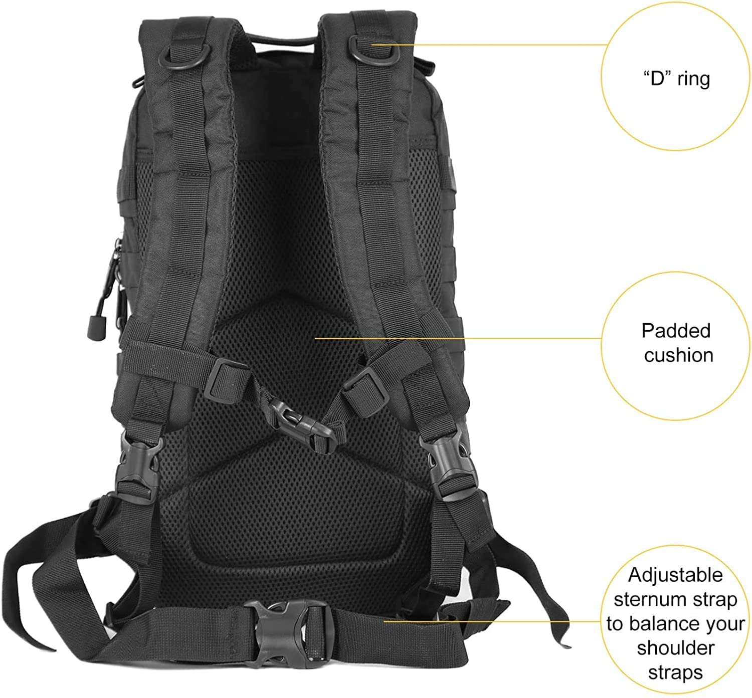 Small 30L Rucksack Pack for Outdoors, Hiking, Camping, Trekking, Bug Out Bag, Travel, Military & Tactical Army Molle Assault Backpack With US Flag Patch