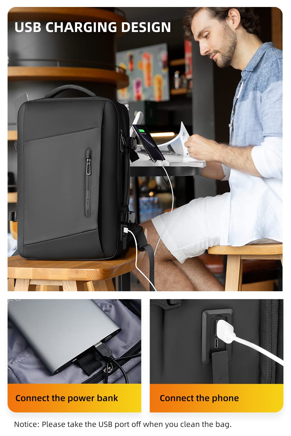 Mark Ryden Laptop Backpack,17.3 Inch Large Capacity Business Backpack for Men,Waterproof Expandable Carry-on Travel Backpack,Anti-Theft Gaming Laptop Backpack with USB Charger (Expandable 30L-45L)