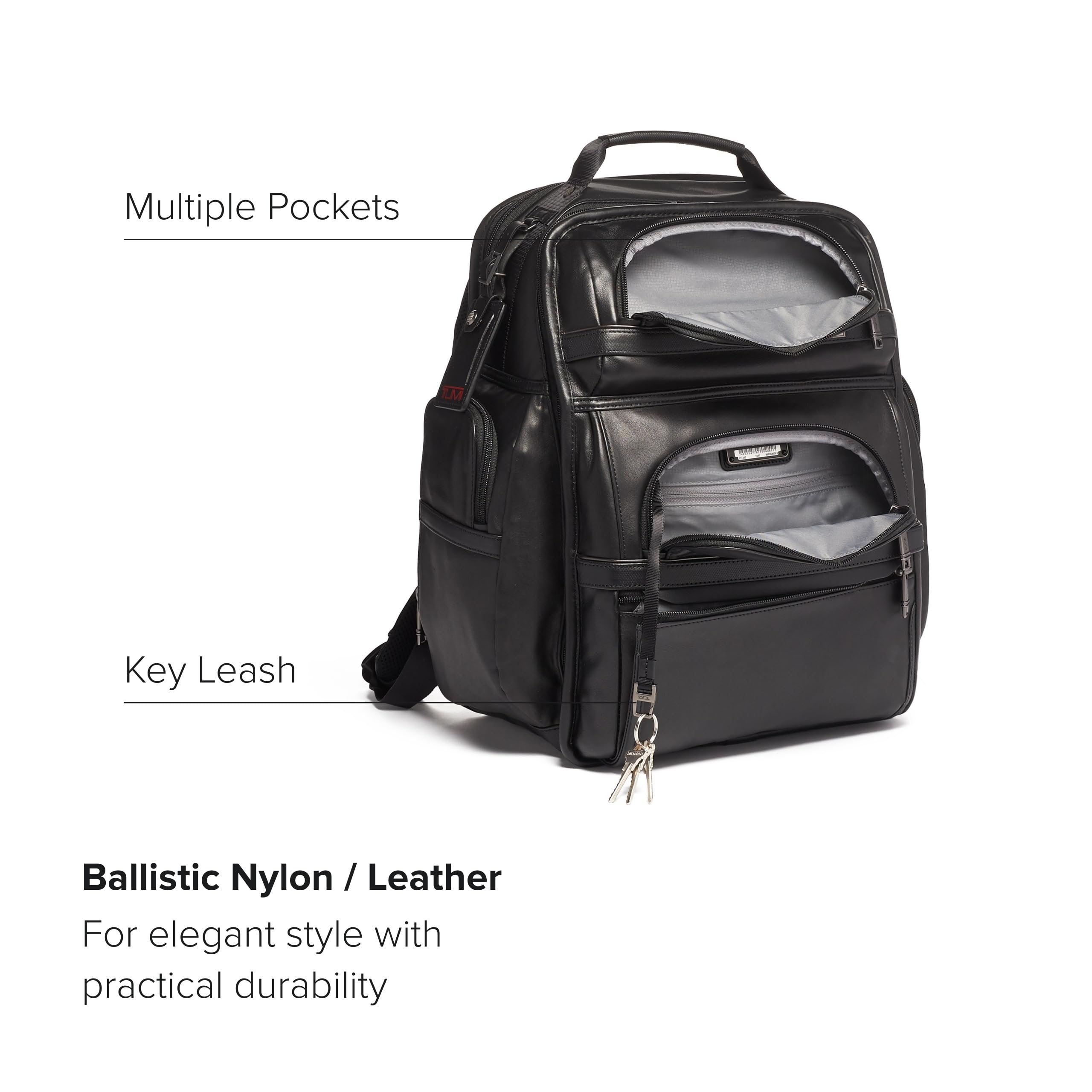 TUMI - Alpha 3 Leather Brief Pack - 15 Inch Computer Backpack for Men and Women - Black