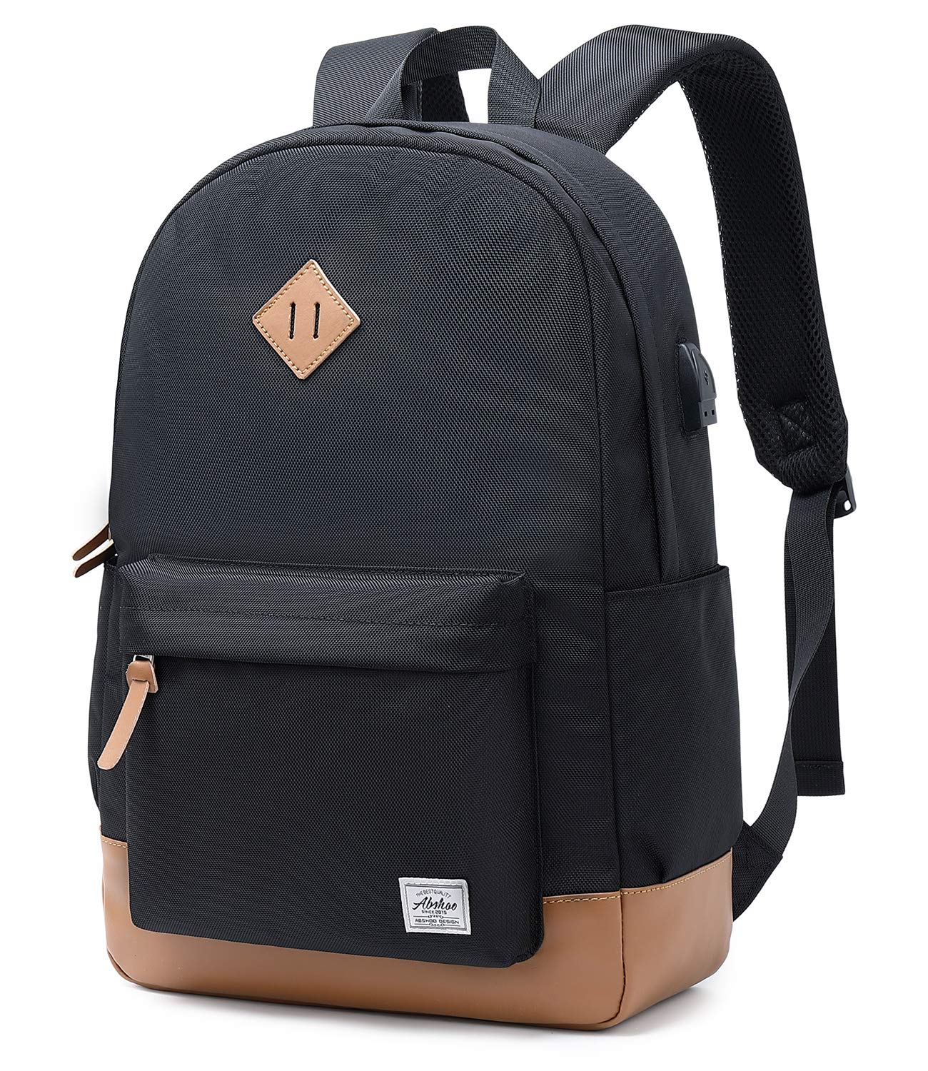 Abshoo Classical Basic Womens Travel Backpack For College Men Water Resistant Laptop School Bookbag (USB Black)