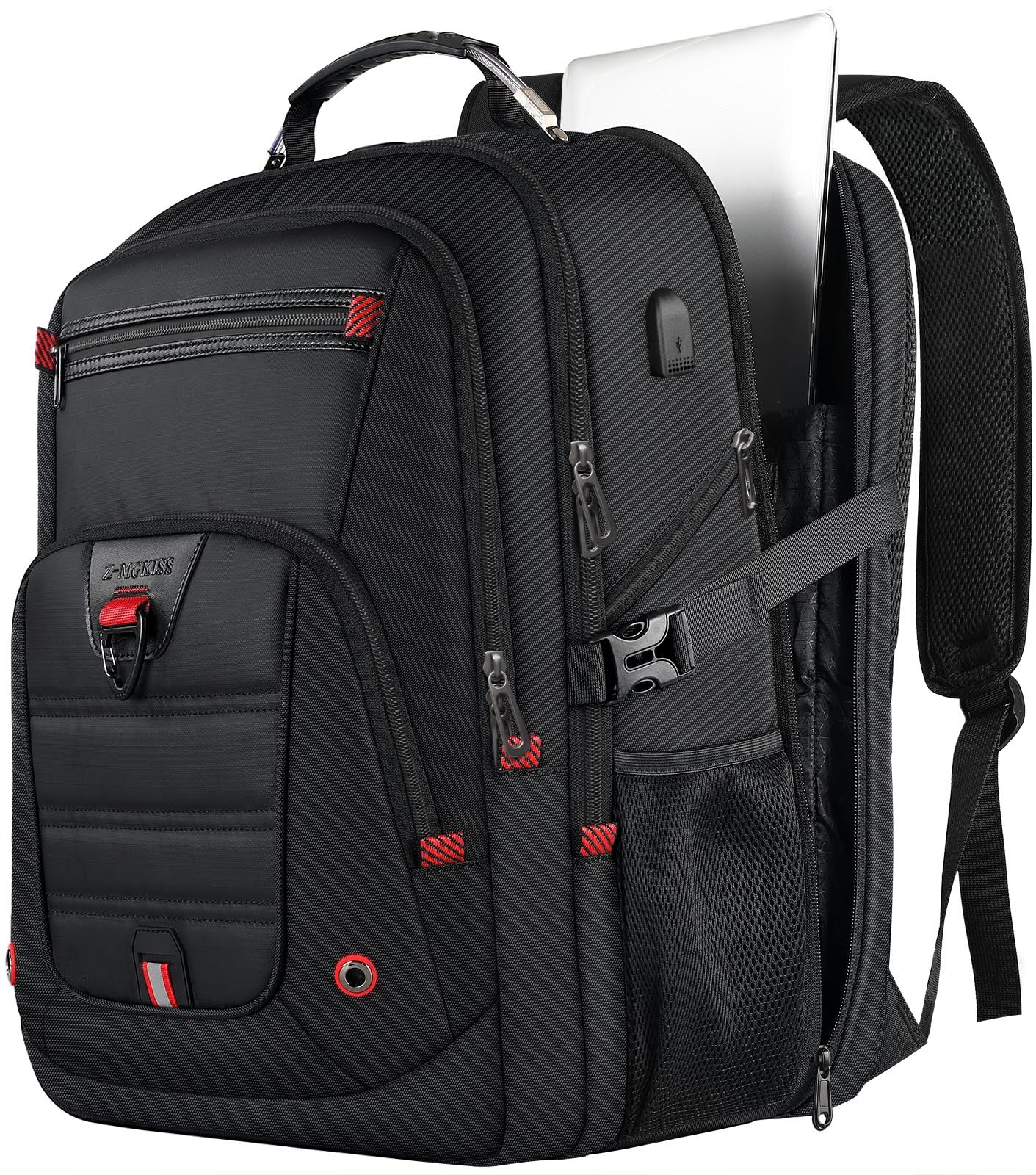Z-MGKISS Travel Backpack, Extra Large Laptop Backpack, TSA Backpack 17.3 Inch, 50L Durable Anti Theft 17 Inch Big Business Backpack Christmas Gifts for Men, Water Resistant School Bag with USB, Black