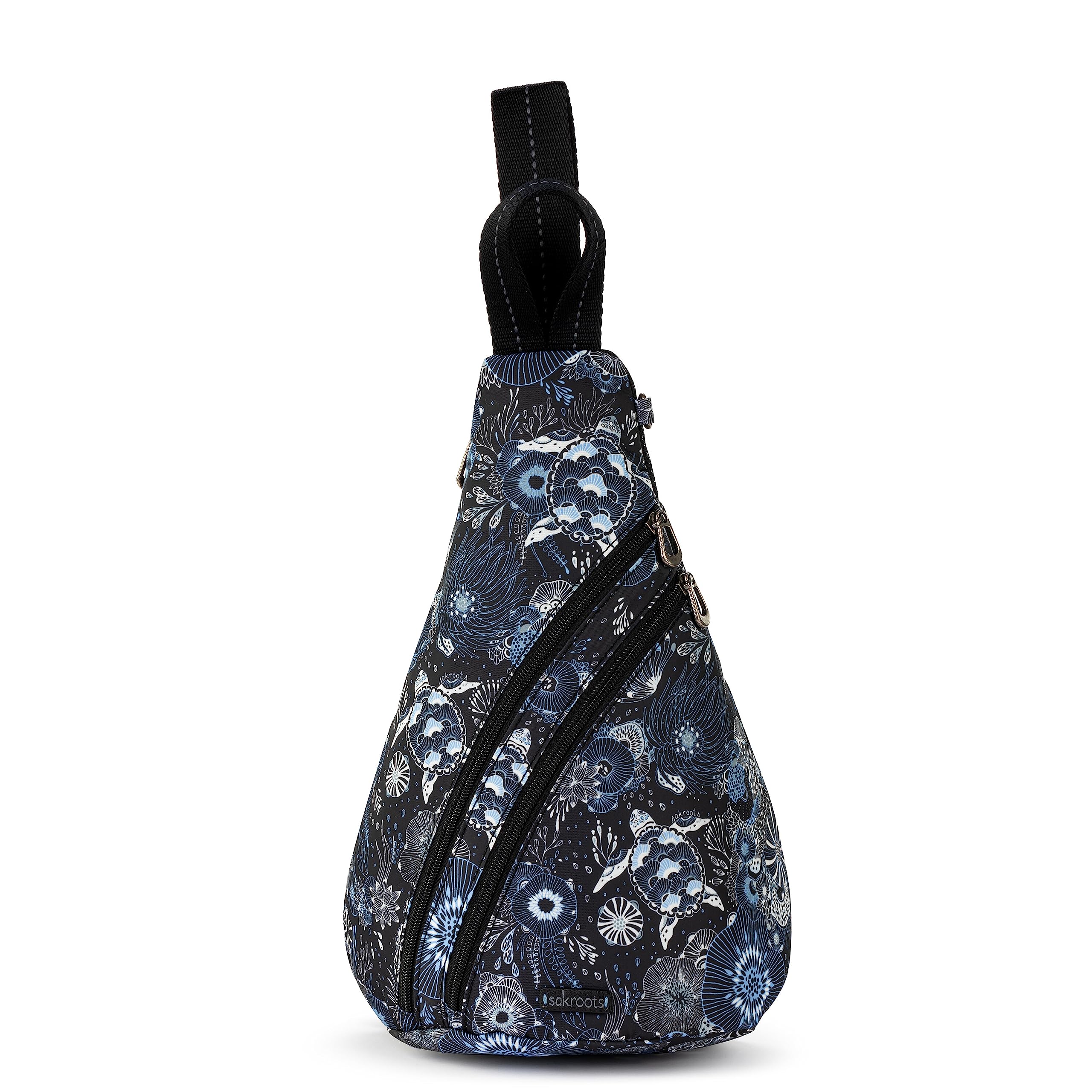 Sakroots Women's Go Sling Backpack in Nylon Eco Twill, Midnight Seascape, One Size