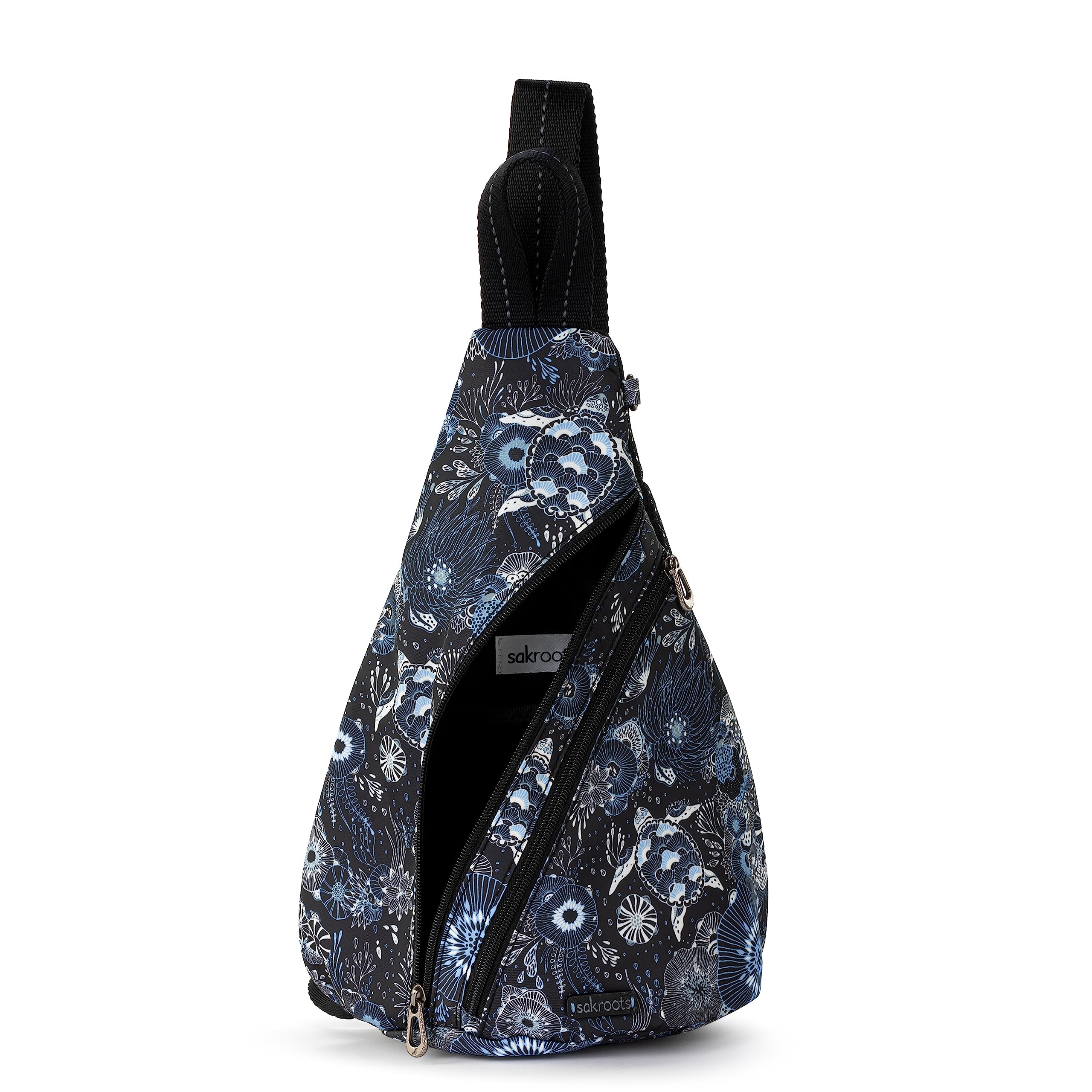 Sakroots Women's Go Sling Backpack in Nylon Eco Twill, Midnight Seascape, One Size