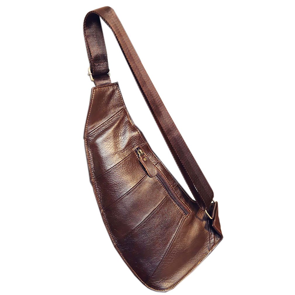 Leather Sling Bag Backpack for Men Women Crossbody Shoulder Chest Day Pack Outdoor Travel Camping Tactical Daypack