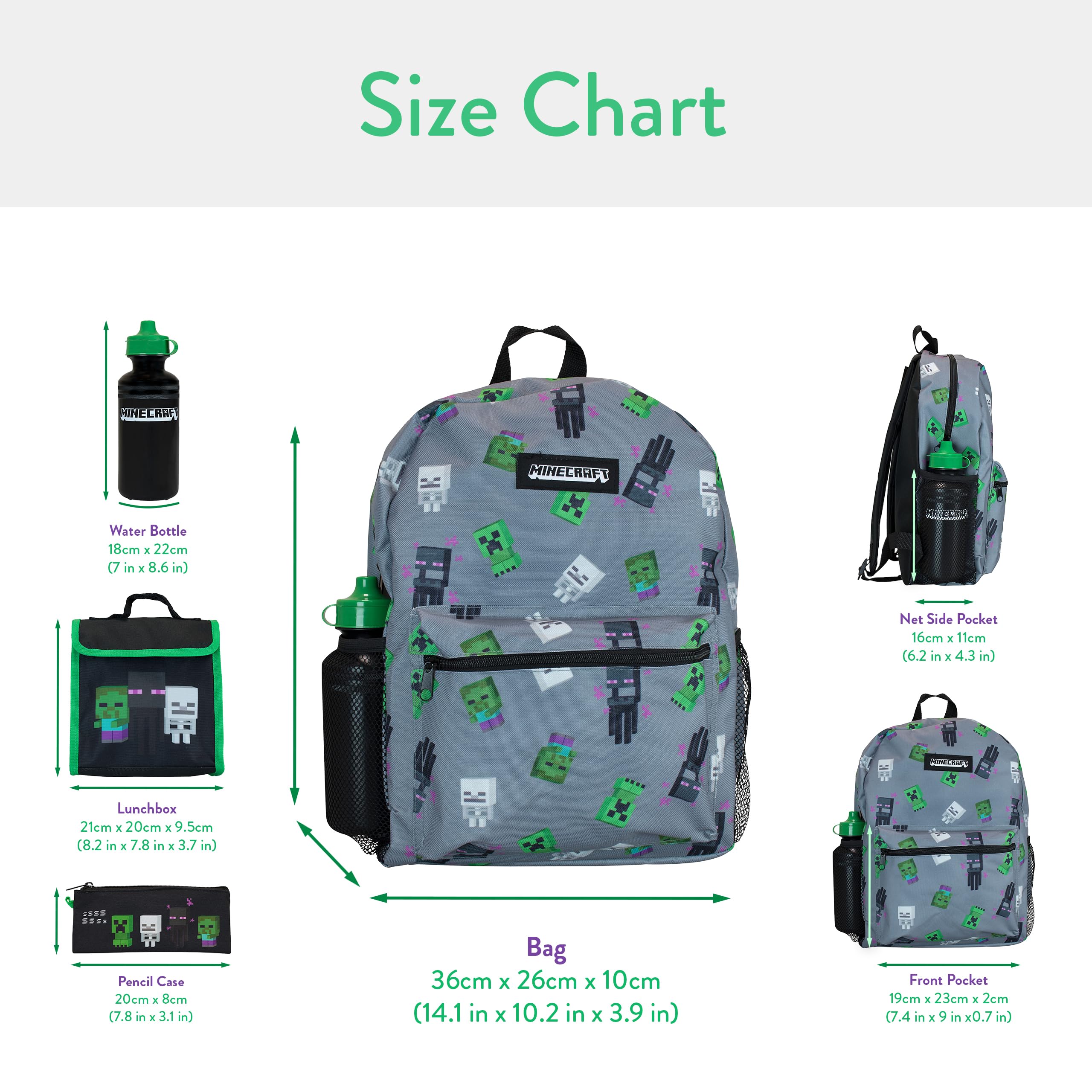 Minecraft Kids Minecraft Backpack 4 Piece Set