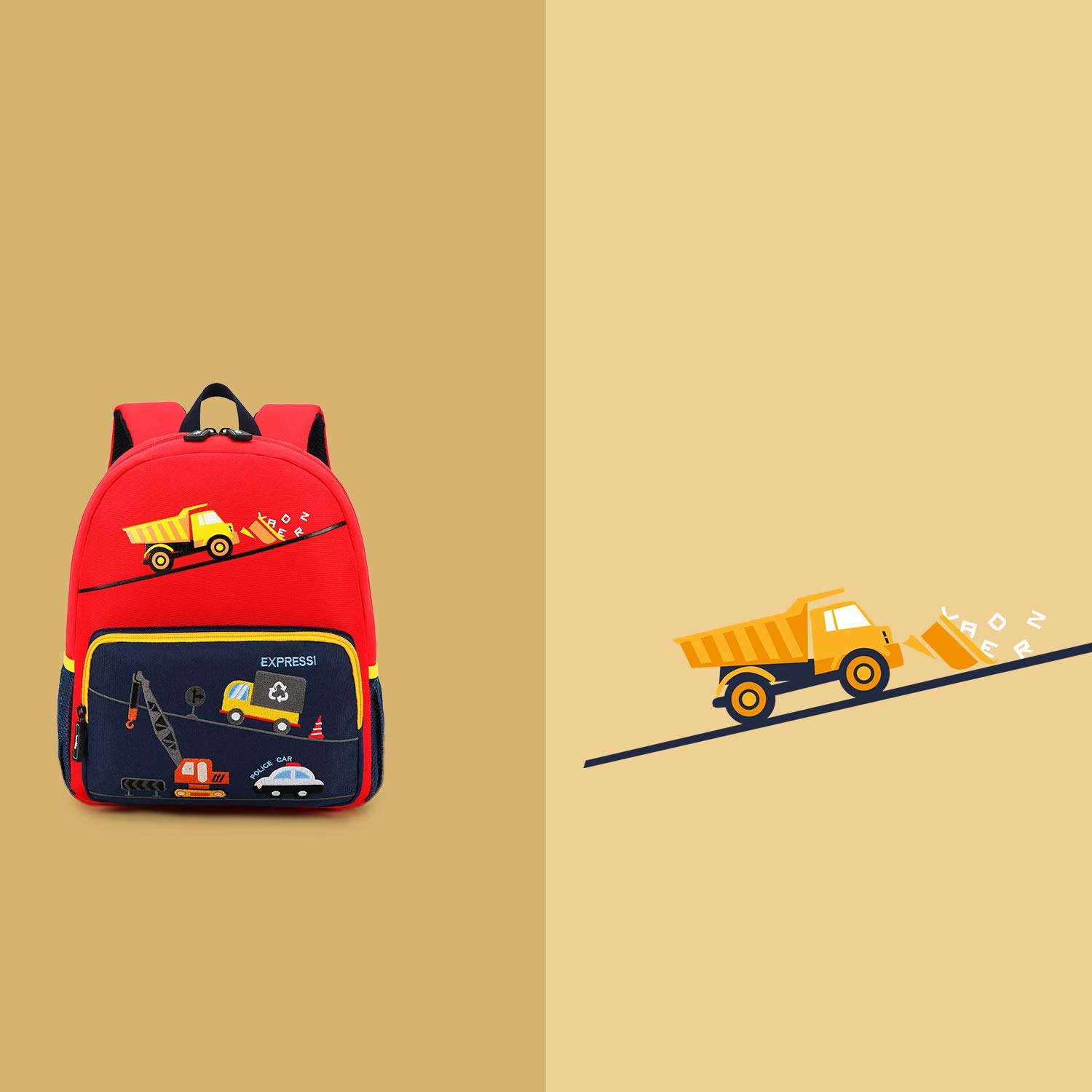 willikiva Car Dinosaur Kids Toddler Backpack for Boys and Girls Children Waterproof Preschool Bag(Bus)