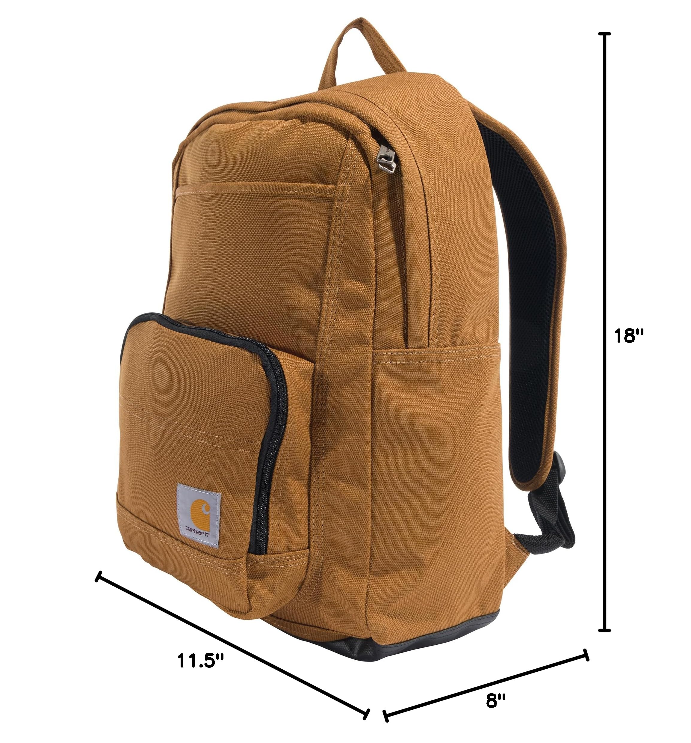 Carhartt 23L Single-Compartment Backpack, Durable Pack with Laptop Sleeve and Duravax Abrasion Resistant Base, Brown, One Size