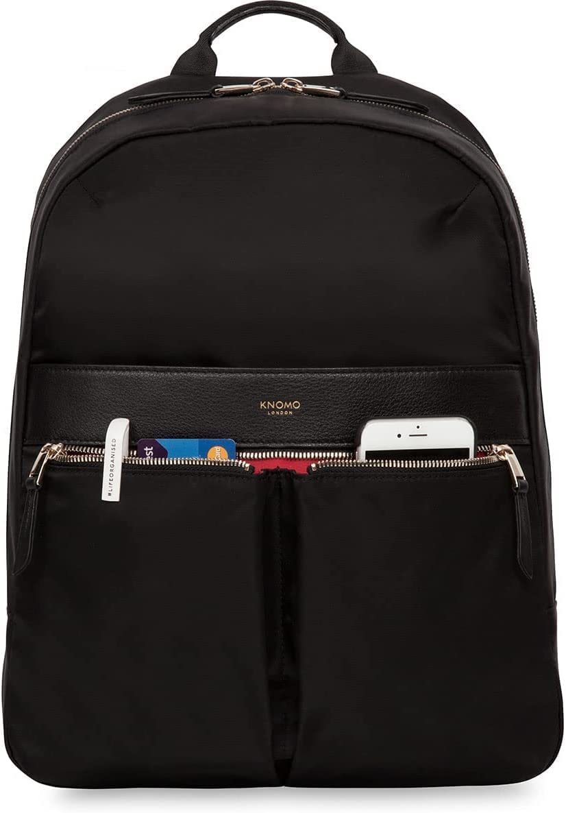 Knomo Beauchamp Women's 14" Laptop Bag Computer Bookbag for Work, School, College, Travel Daypack Purse Backpack, Black