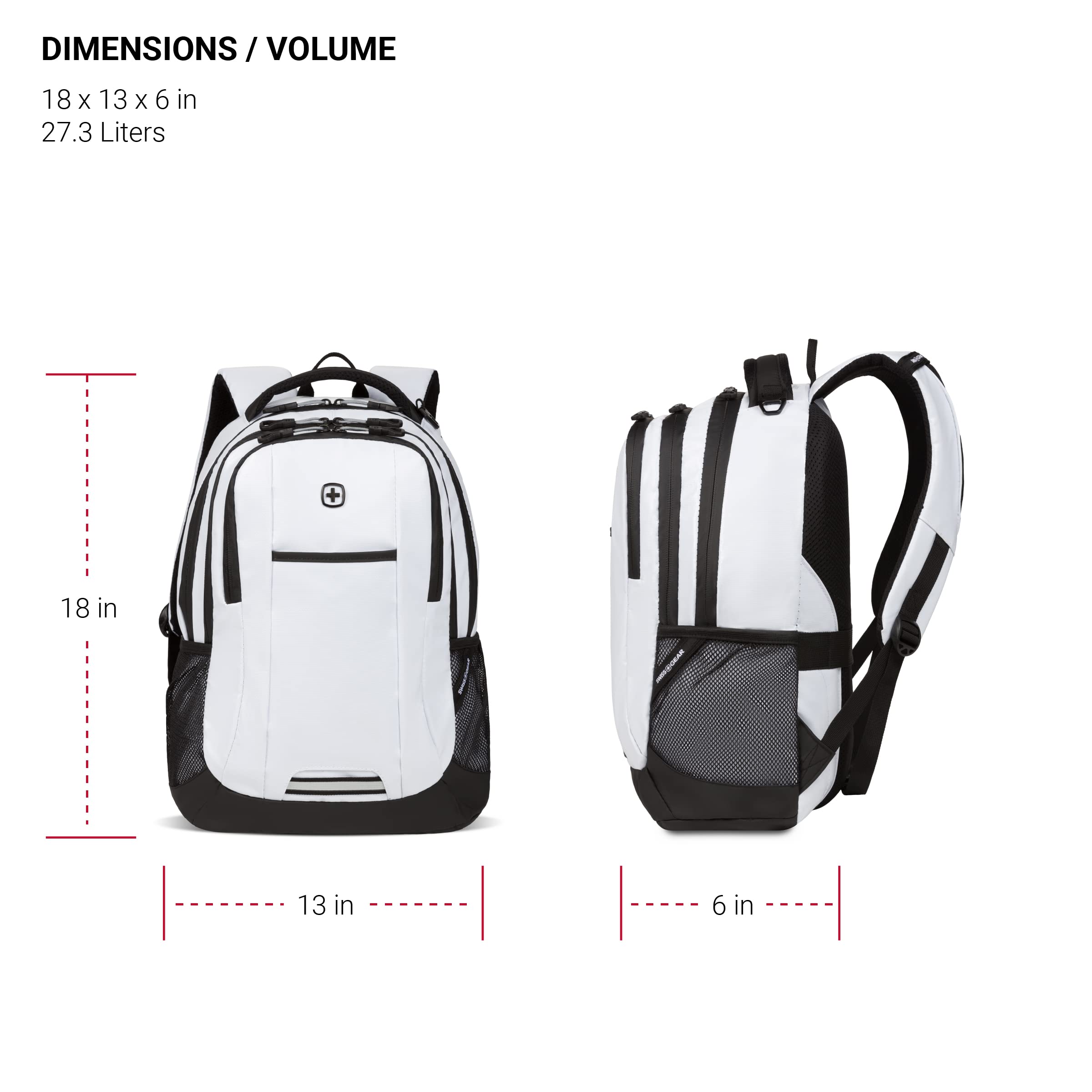 SwissGear Cecil 5505 Backpack, Fits 16 Inch Laptop, White, Medium