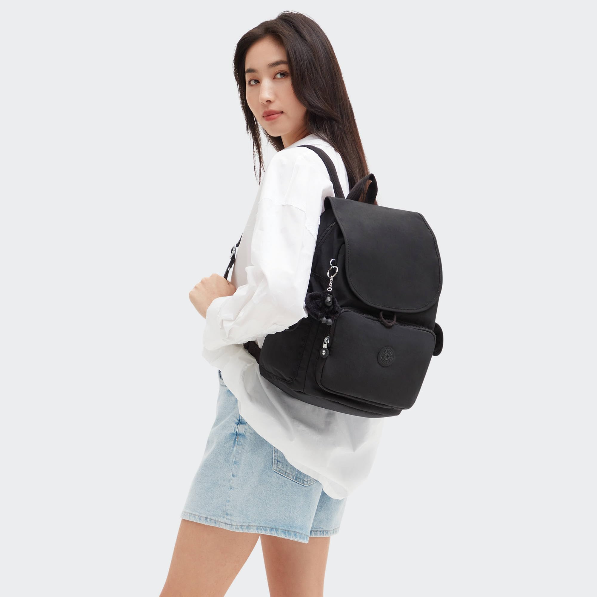 Kipling Women's City Pack Medium Backpack, Black Noir, 10.5" L x 14.5" H x 6.75" D