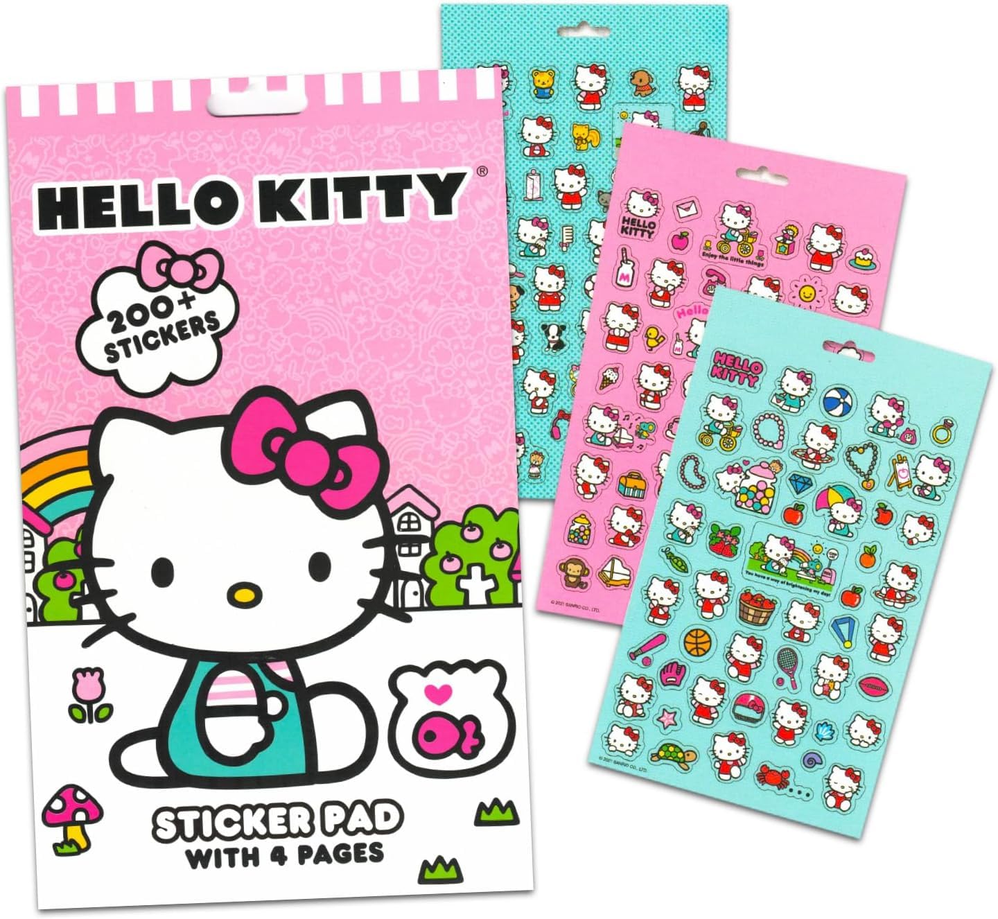 Hello Sanrio Kitty Backpack With Lunch Bag For Girls, Kids ~ 5 Pc Bundle With 16 inches Hello Kitty School Bag, 2000+ Stickers, Page Clips, And More (Hello Kitty School Supplies Stuff)