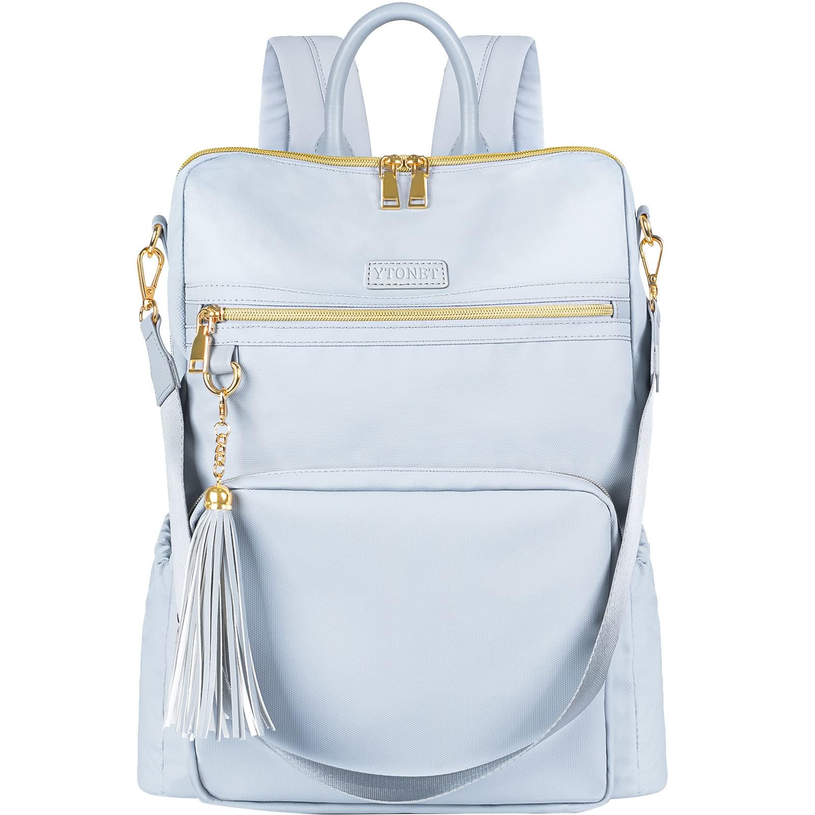 Backpack Purse For Women, 15.6 Inch Travel Laptop Backpack For Women With USB Charging Port, Waterproof Anti Theft College Backpack School Bookbag With Tassel For Ladies/Girls/Teacher/Nurse, Blue