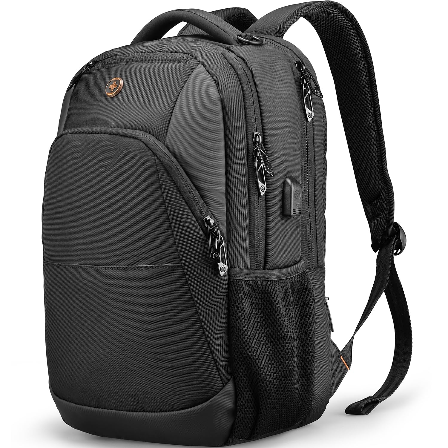 Swissdigital Pixel Travel Laptop Backpack-Laptops Backpack with USB Charging Port Smart Bag with RFID for Men & Women School Computer Bags Fits 15.6" Laptop and Notebook, Black SD-857