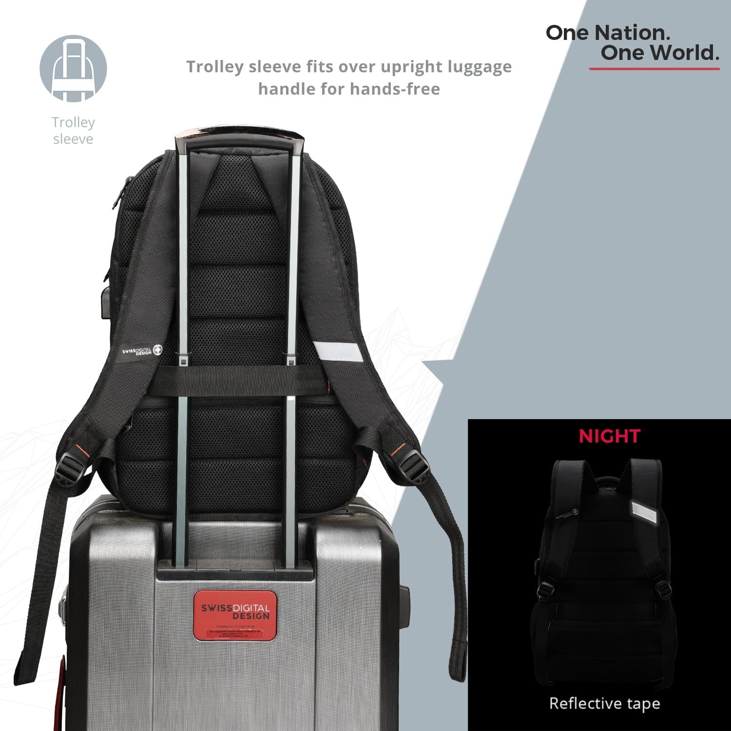 Swissdigital Pixel Travel Laptop Backpack-Laptops Backpack with USB Charging Port Smart Bag with RFID for Men & Women School Computer Bags Fits 15.6" Laptop and Notebook, Black SD-857