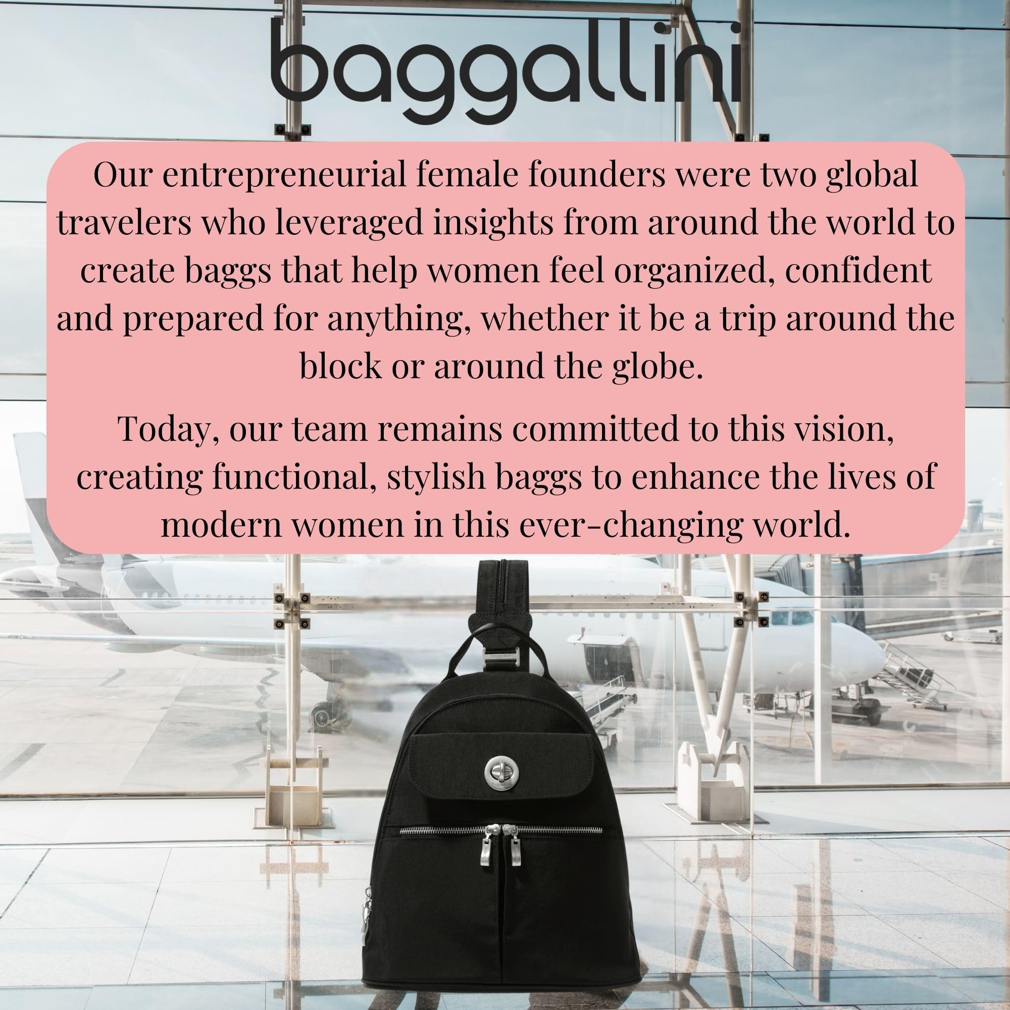 Baggallini womens Naples Convertible Backpack, Black, One Size US