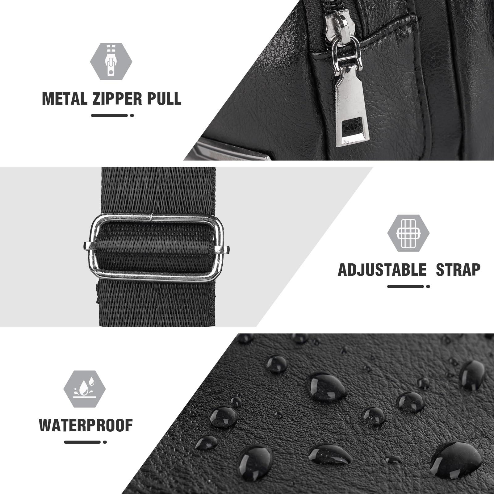 JUMO CYLY Men's Leather Sling Bag, Chest Shoulder Backpack, Waterproof Crossbody Bag swith USB Charging Port One_Size