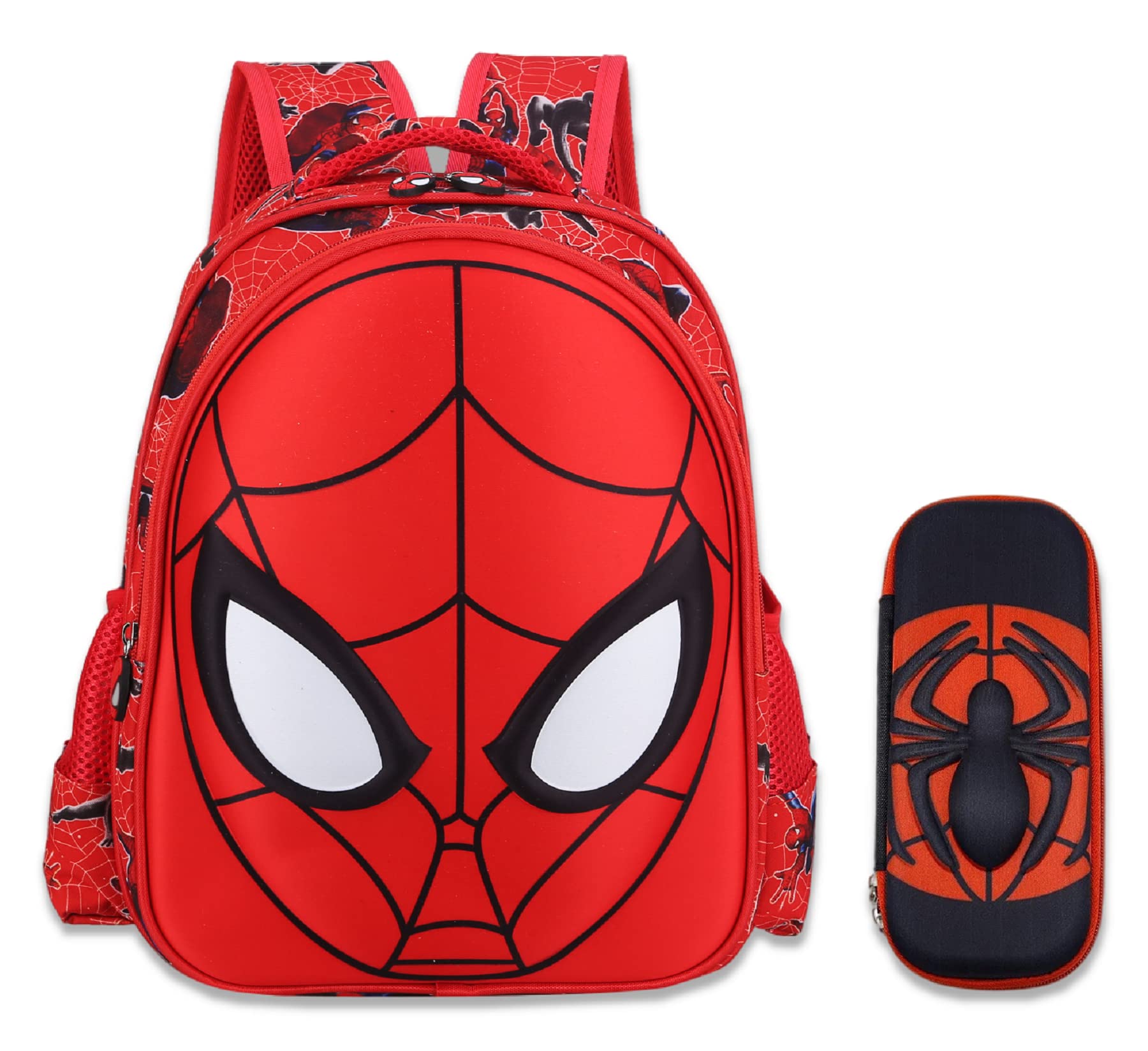 2Pcs Backpacks, 3D Printed Cute Cartoon Bags, Durable Waterproof Travel Daypack 14 Inches Red