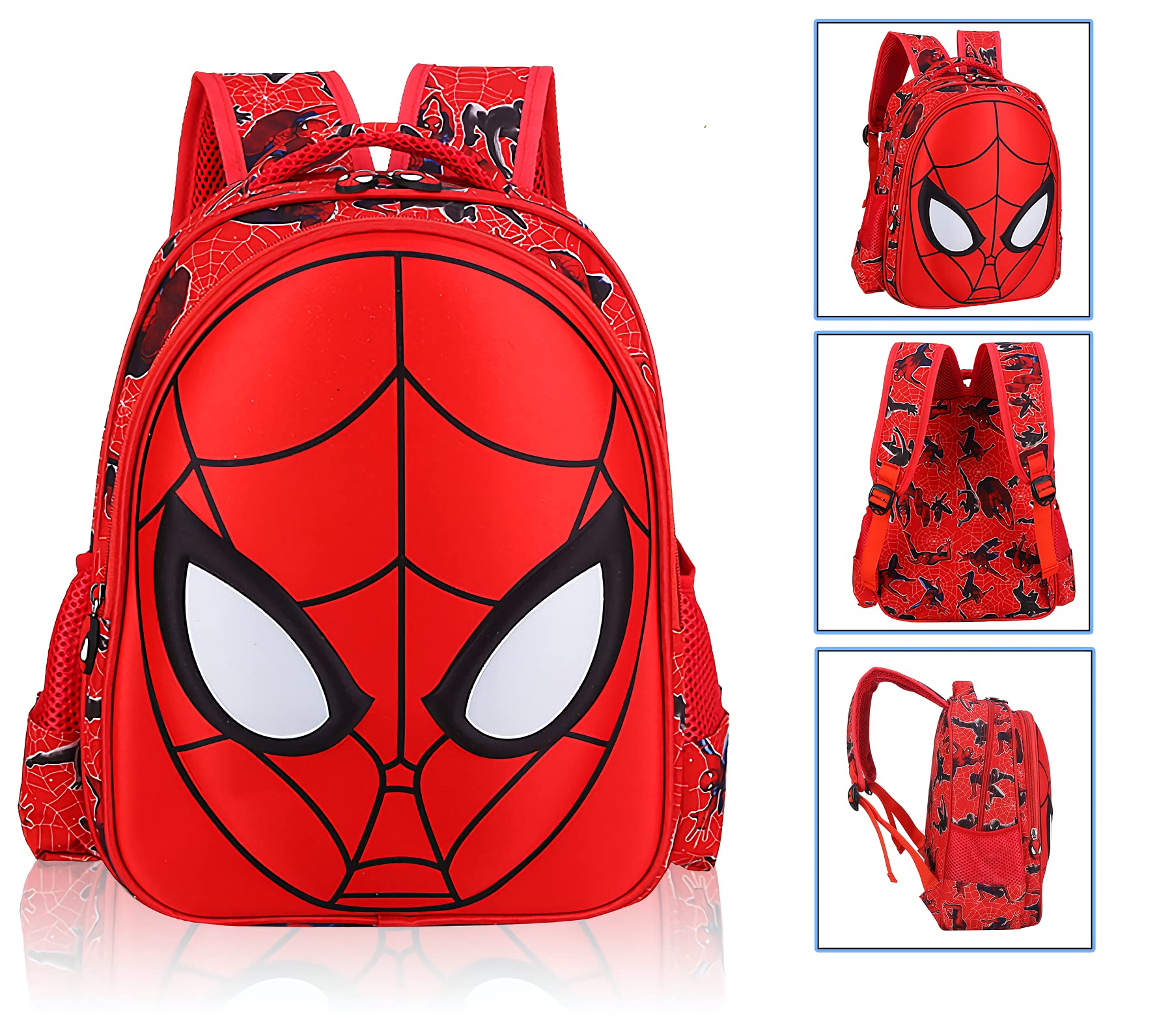 2Pcs Backpacks, 3D Printed Cute Cartoon Bags, Durable Waterproof Travel Daypack 14 Inches Red