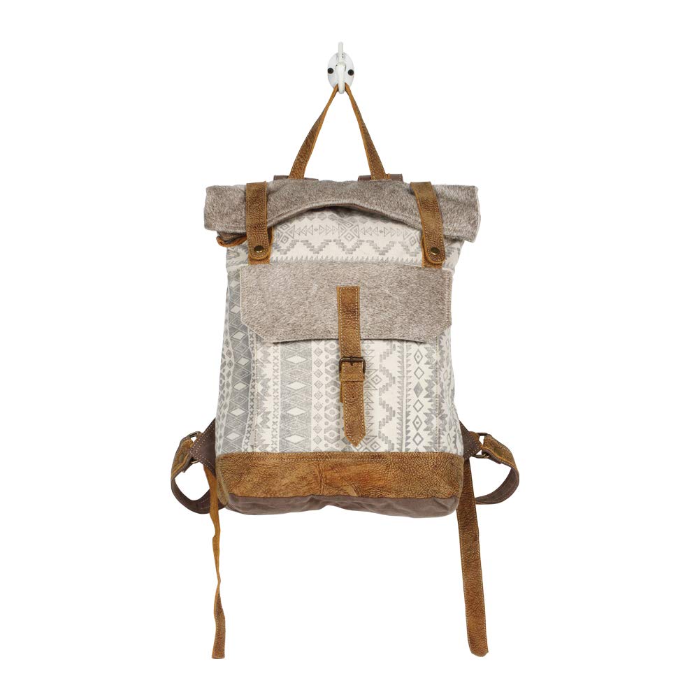 Myra Bag Classy Leather & Upcycled Canvas Backpack S-1237